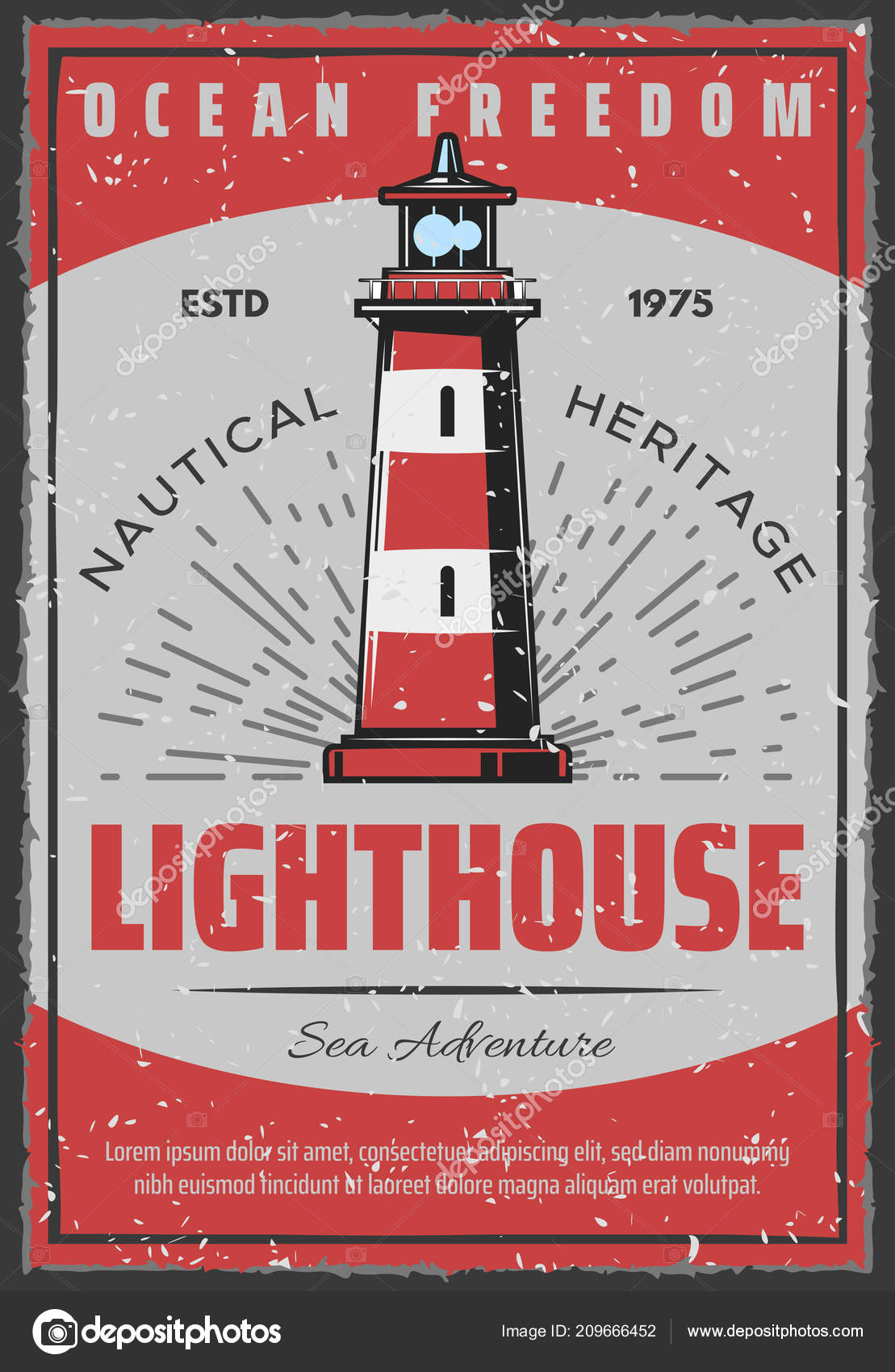 Marine seafarer navigation lighthouse retro poster — Stock Vector ...