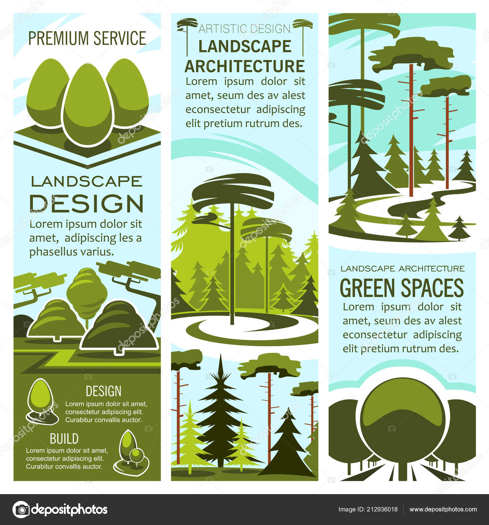 Green landscape design vector banners Stock Vector by ©Seamartini 212936018