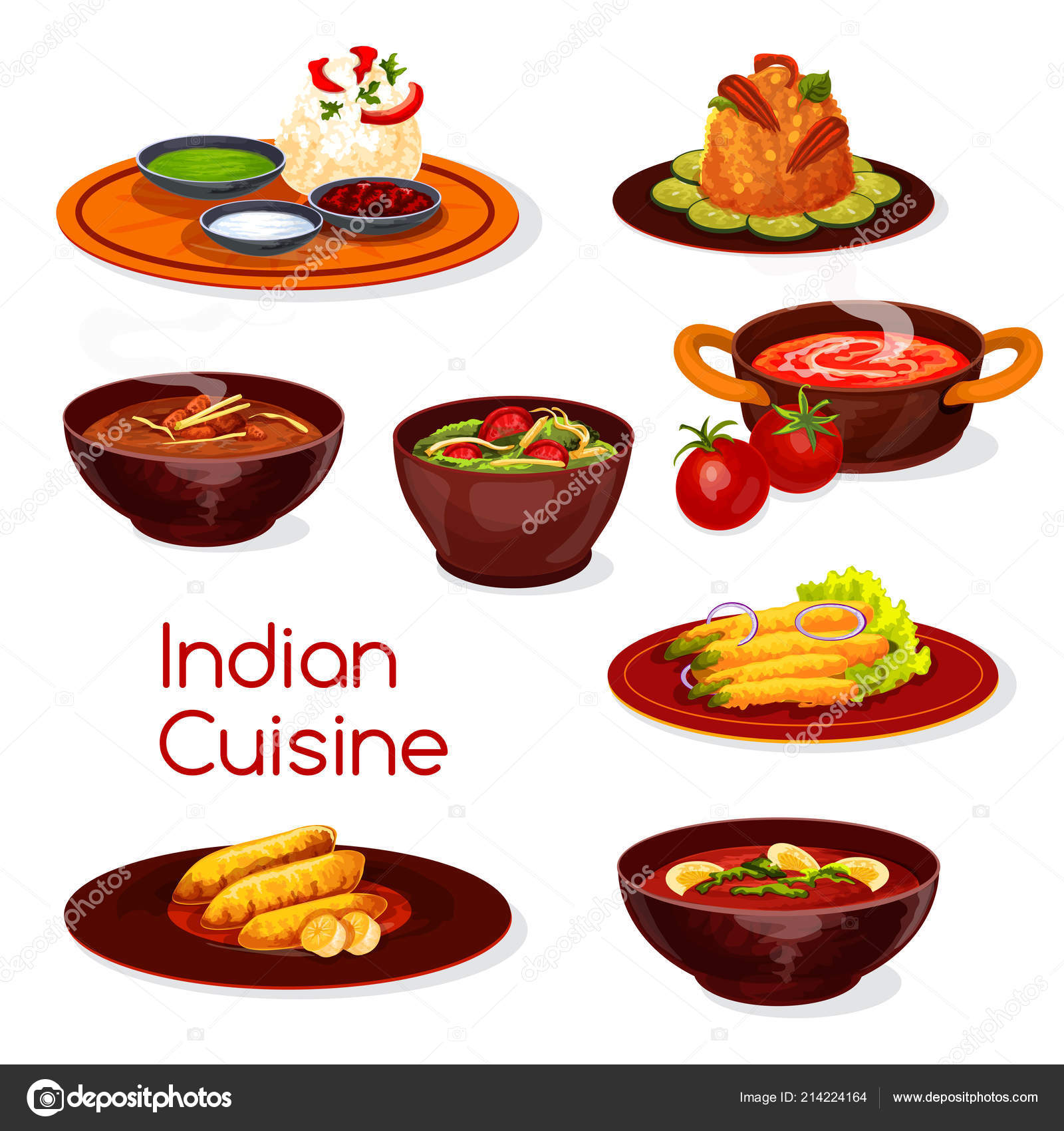 Indian cuisine food dishes and desserts Stock Vector Image by ...