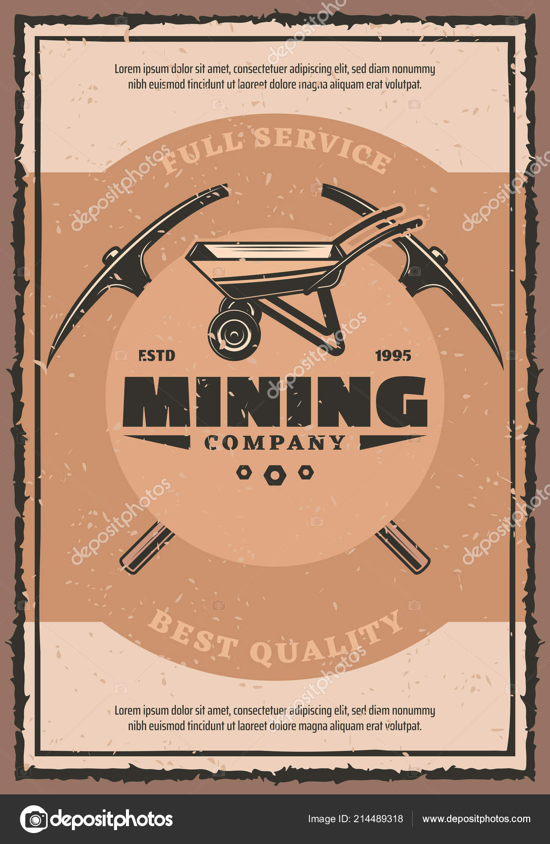 Mining company retro poster with miner work tool Stock Vector Image by ...