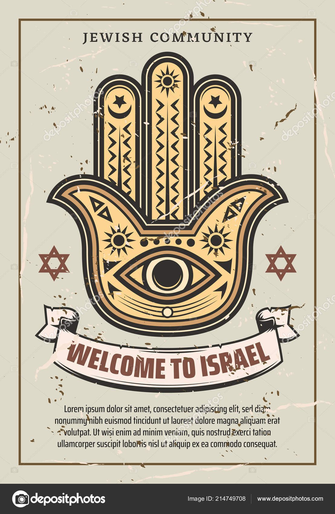 Welcome to Israel Hamsa hand amulet vector Stock Vector Image by ...