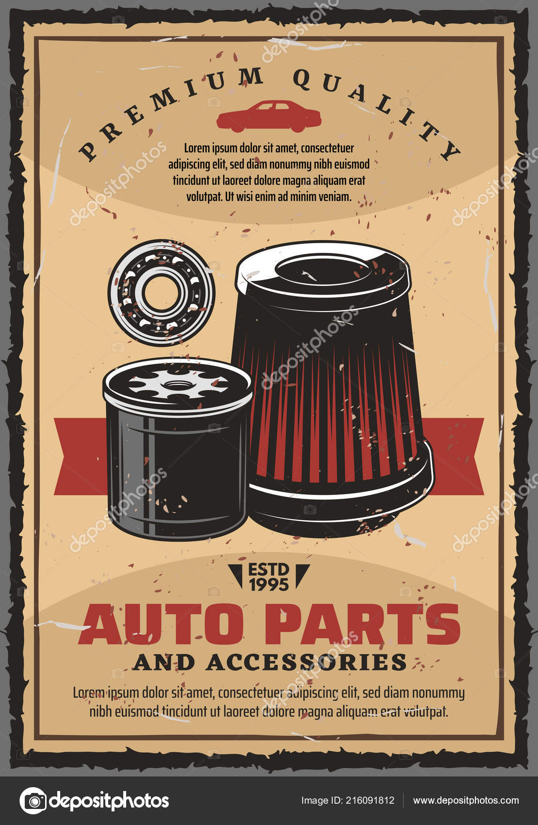 Car parts and accessories vector retro poster Stock Vector Image by ...