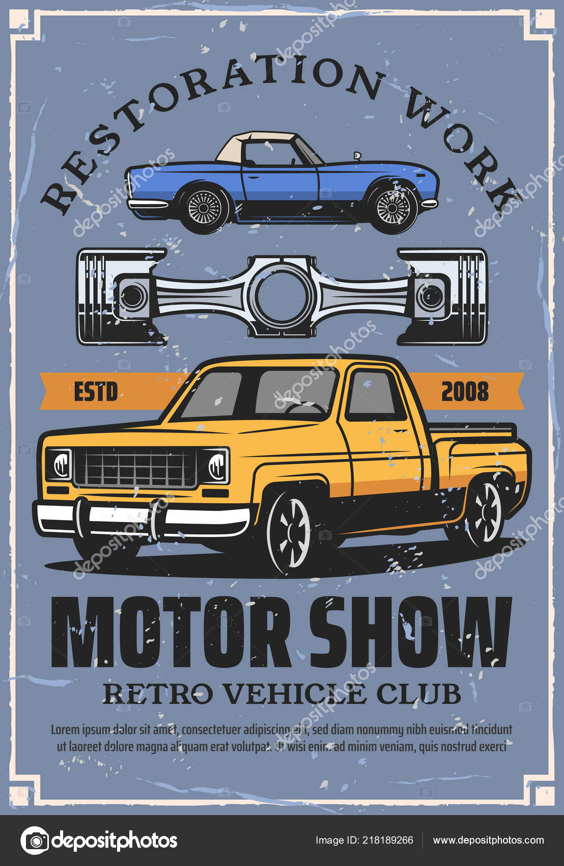 Motor show poster with retro cars and auto part Stock Vector Image by ...