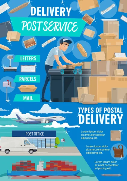 Postman at post office with mail, letter, parcel Stock Vector Image by ©Seamartini #215872310