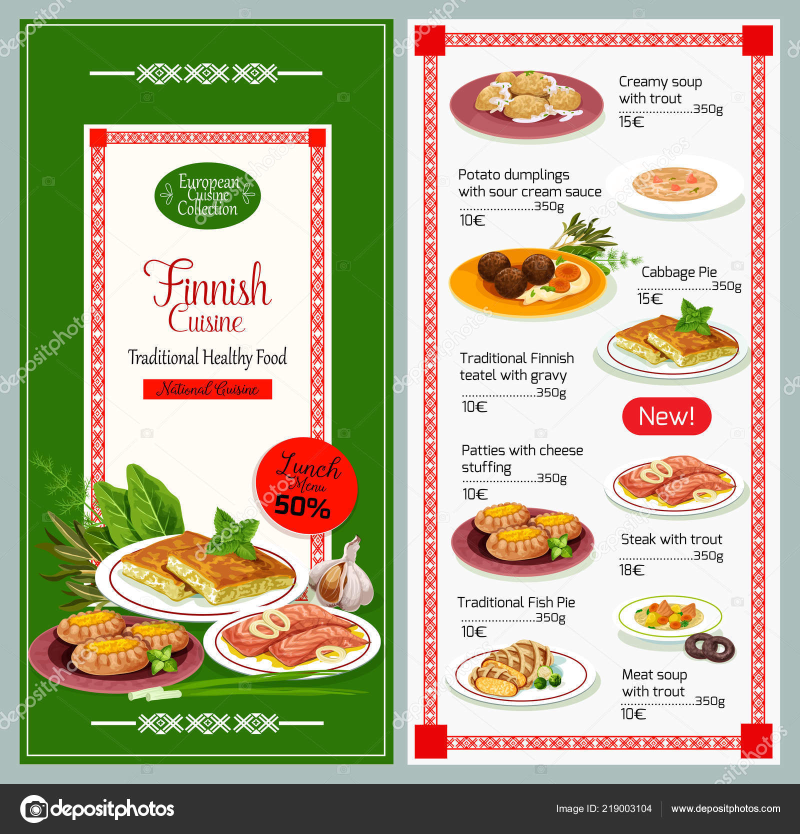 Finnish cuisine dishes vector menu Stock Vector Image by ©Seamartini ...