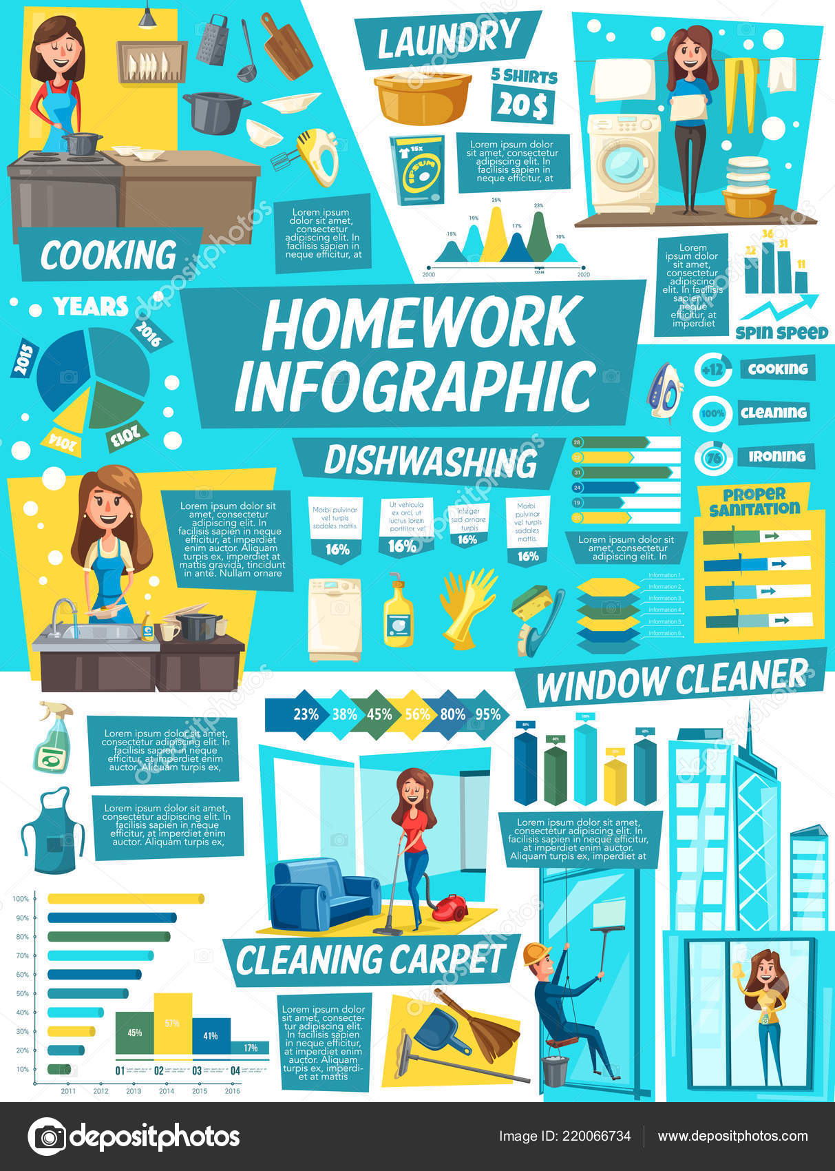 Housework infographics, worker and cleaner — Stock Vector © Seamartini ...