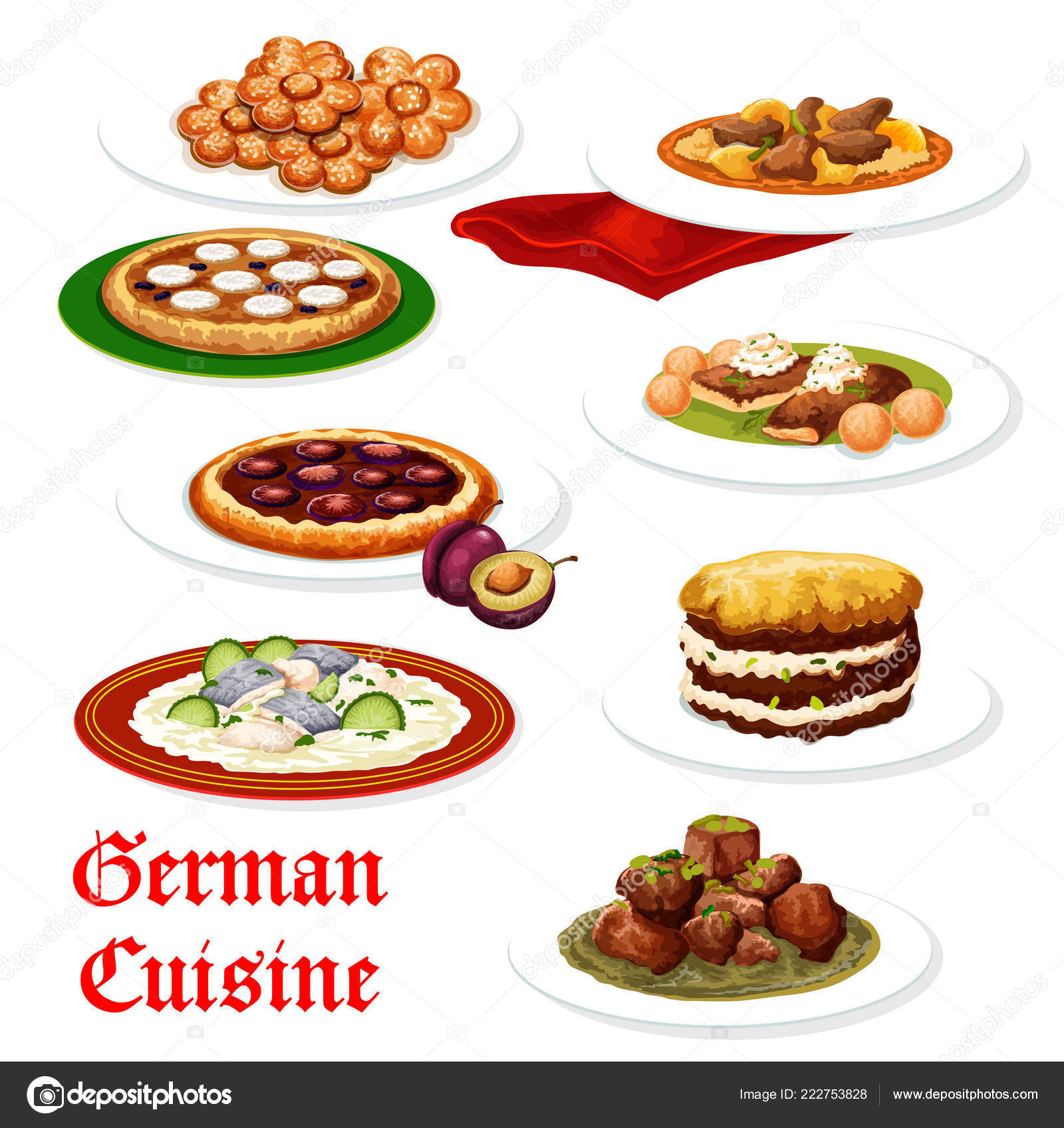 German cuisine meat and fish dishes Stock Vector Image by ©Seamartini ...