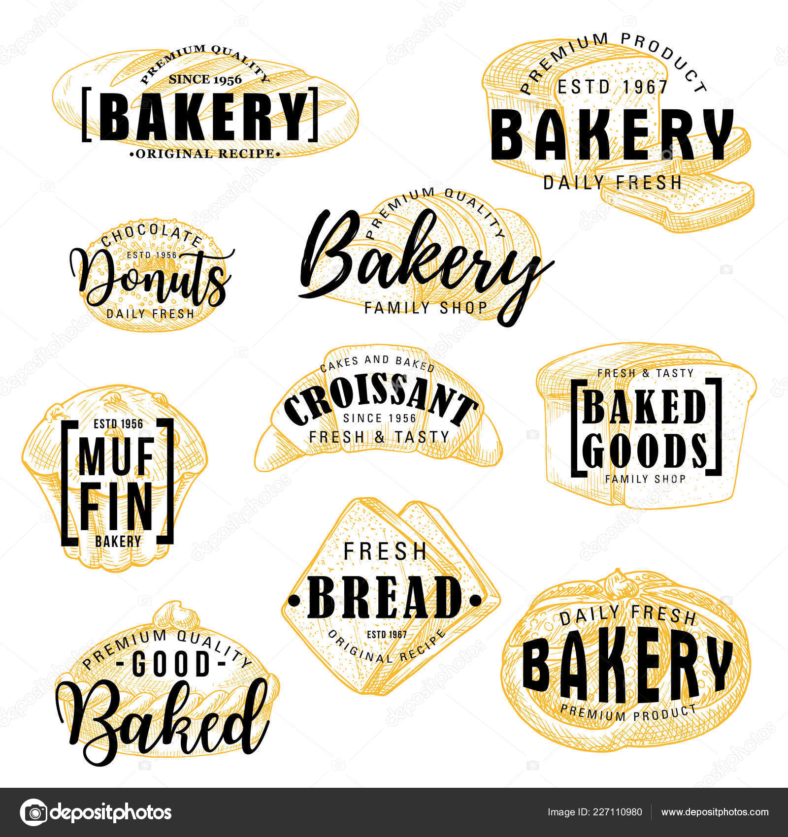 Bakery shop cakes, pastry sketch lettering Stock Vector Image by ...