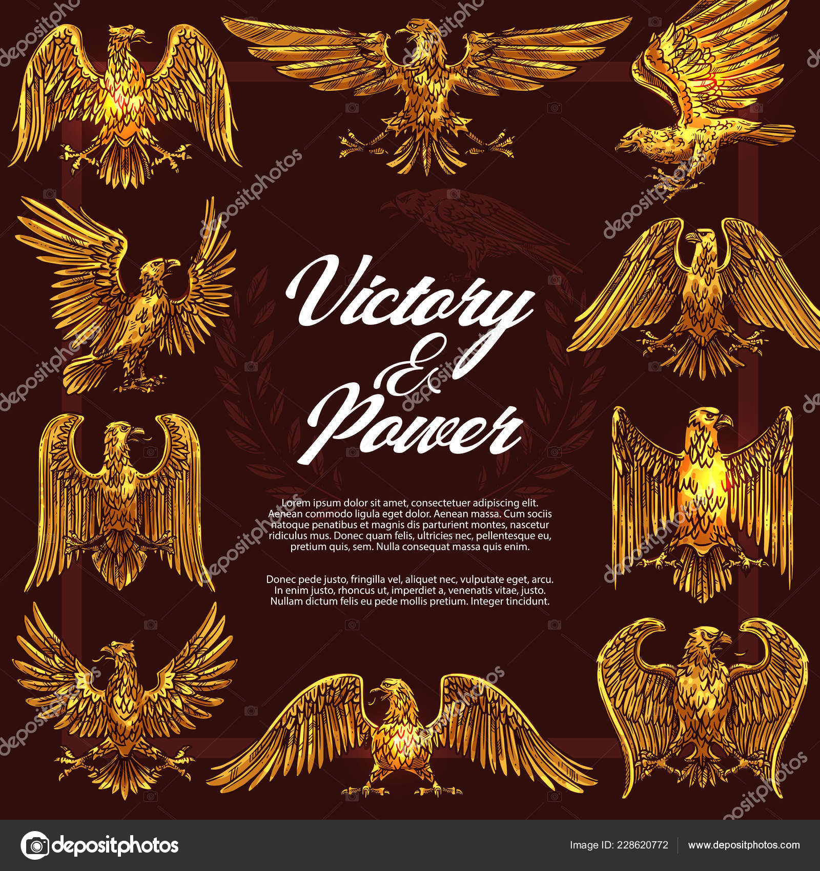 Gold eagles heraldic symbols, vector Stock Vector by ©Seamartini 228620772