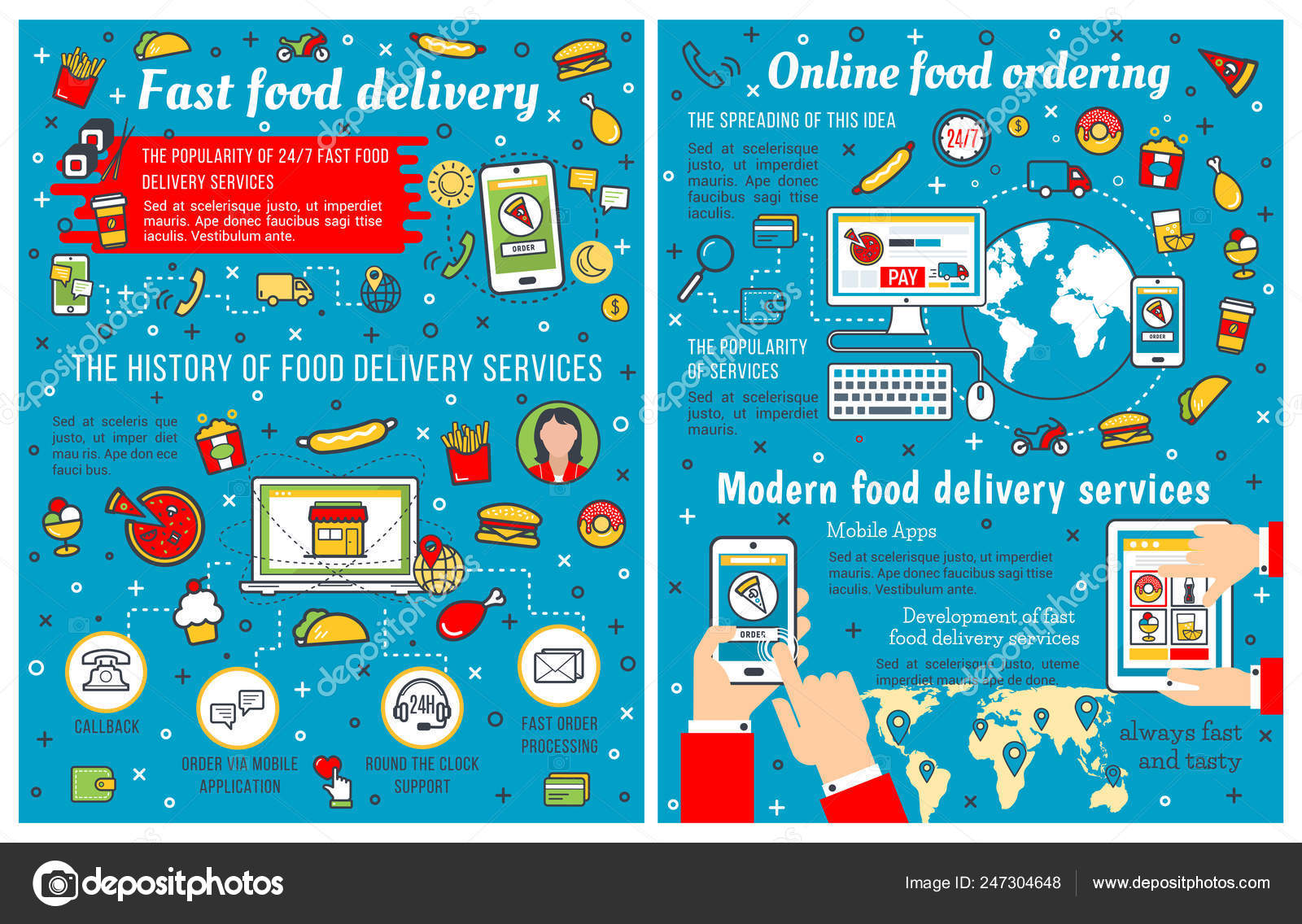 Fast food takeaway and delivery infographic Stock Vector Image by ...