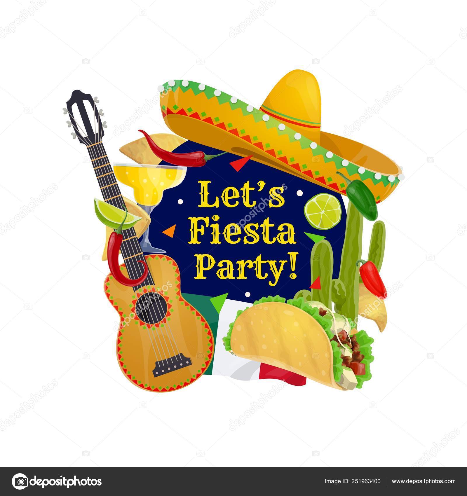 Cinco de Mayo guitar, sombrero and Mexican flag Stock Vector by ...