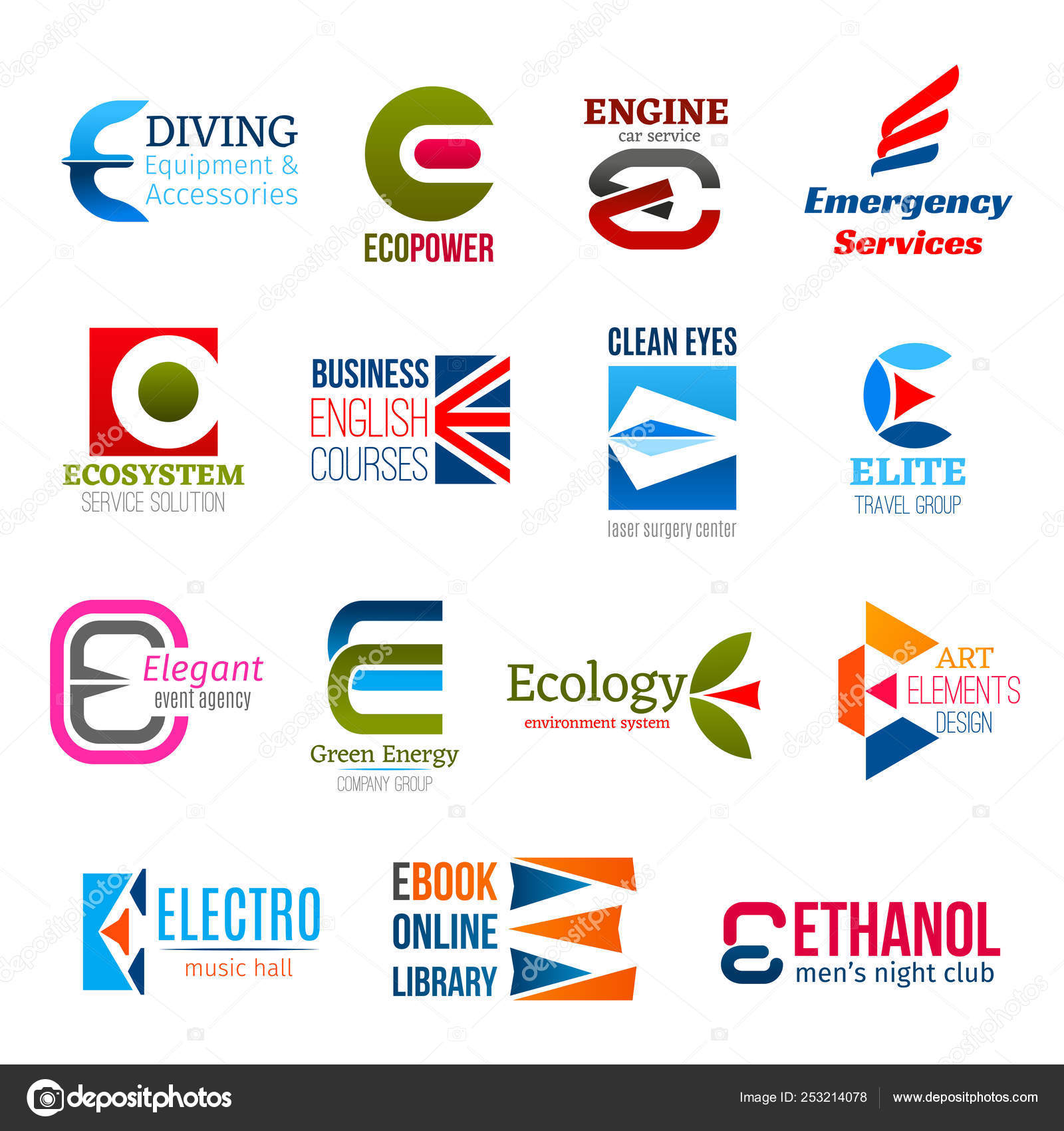 Business icons, letter E, corporate identity Stock Vector Image by ...