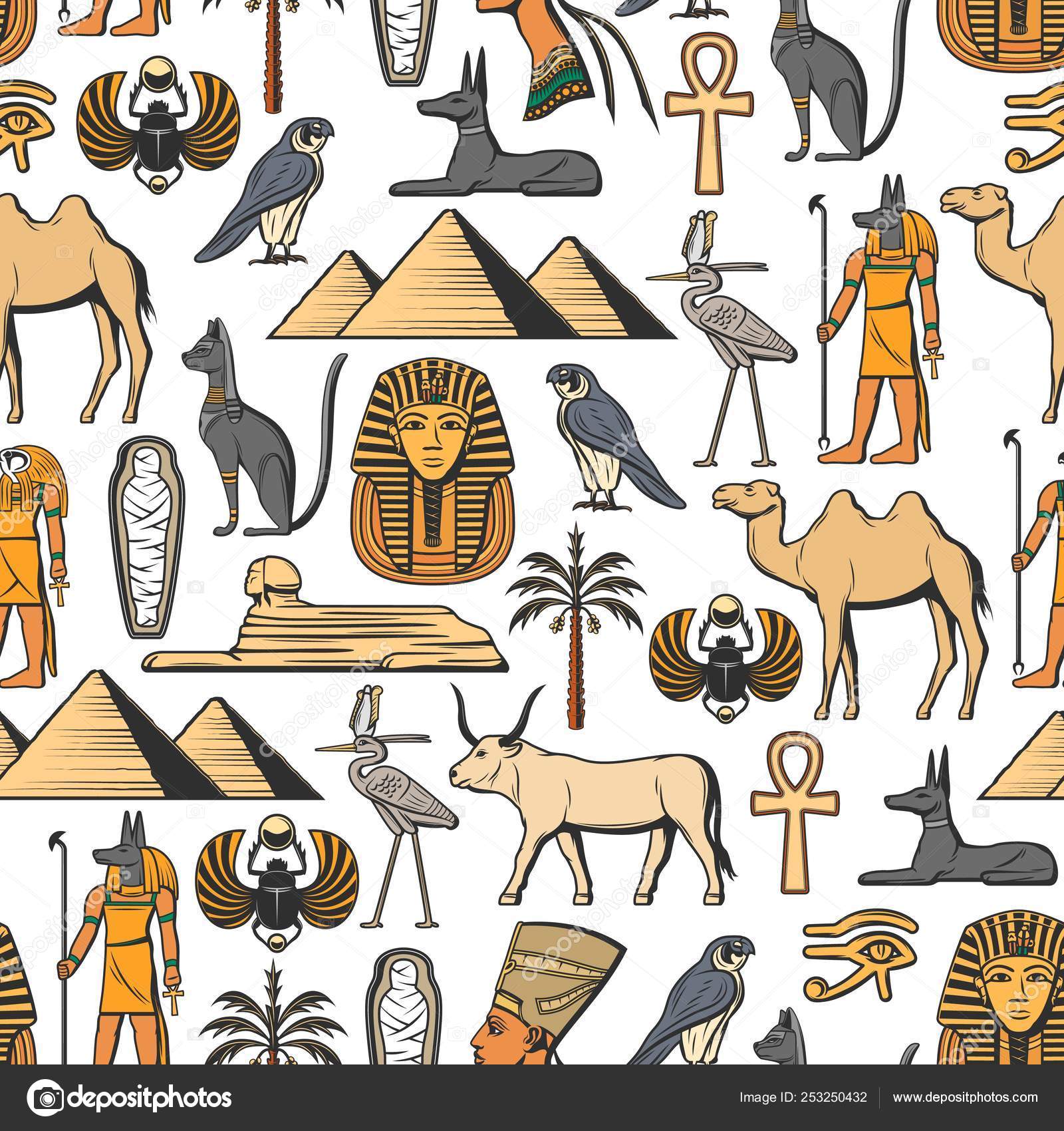 Egyptian symbols vector seamless pattern Stock Vector Image by ...