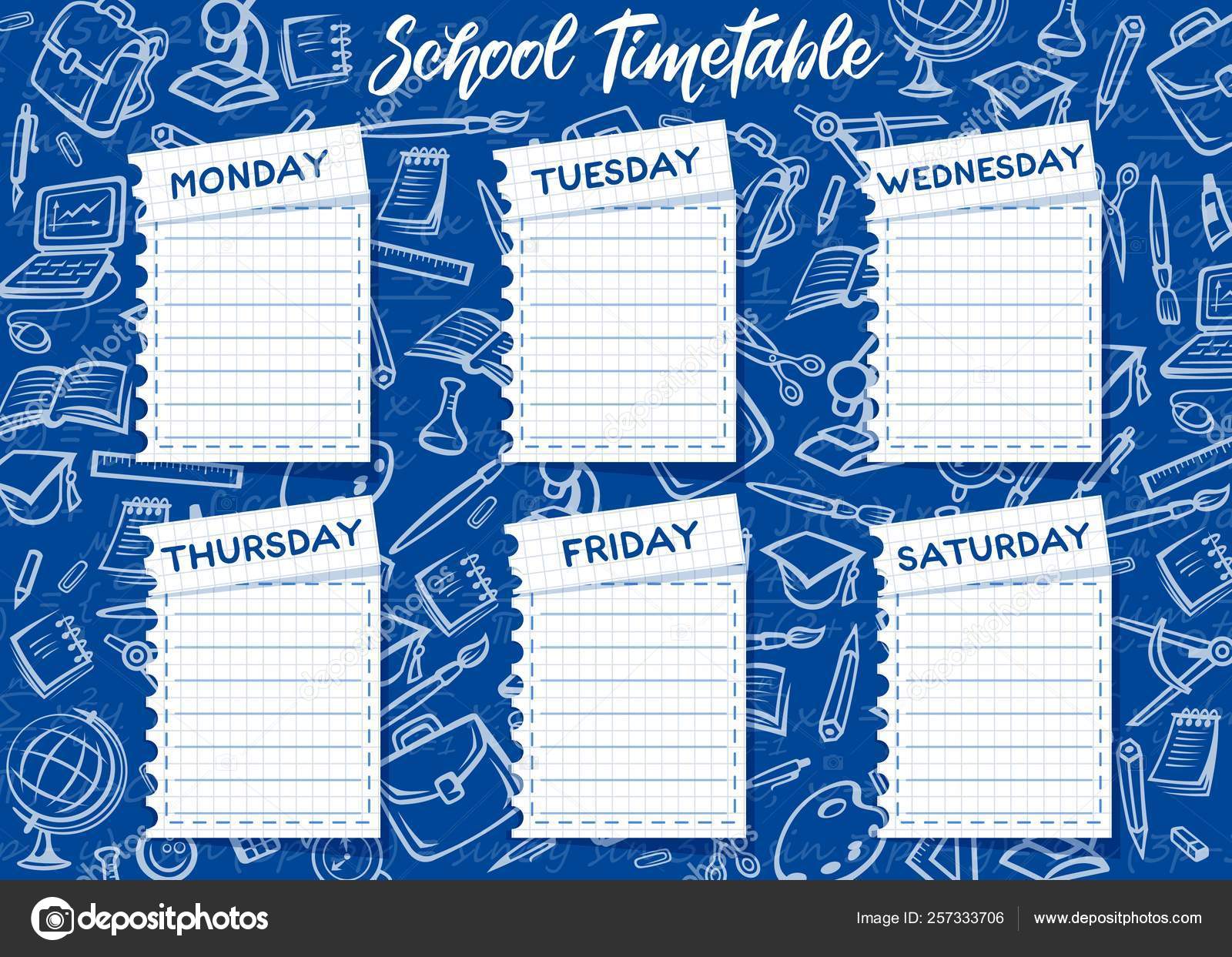 School timetable and weekly student schedule Stock Vector Image by ...