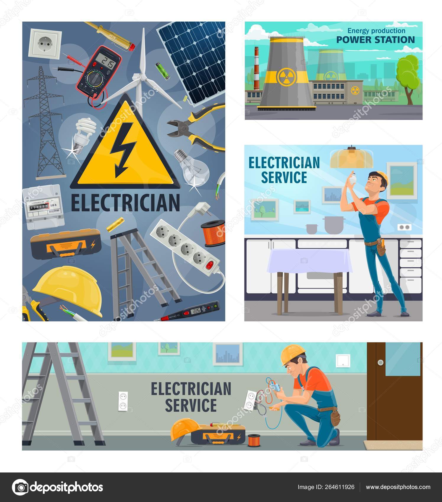 Electrician tools, electricity repair service Stock Illustration by ...