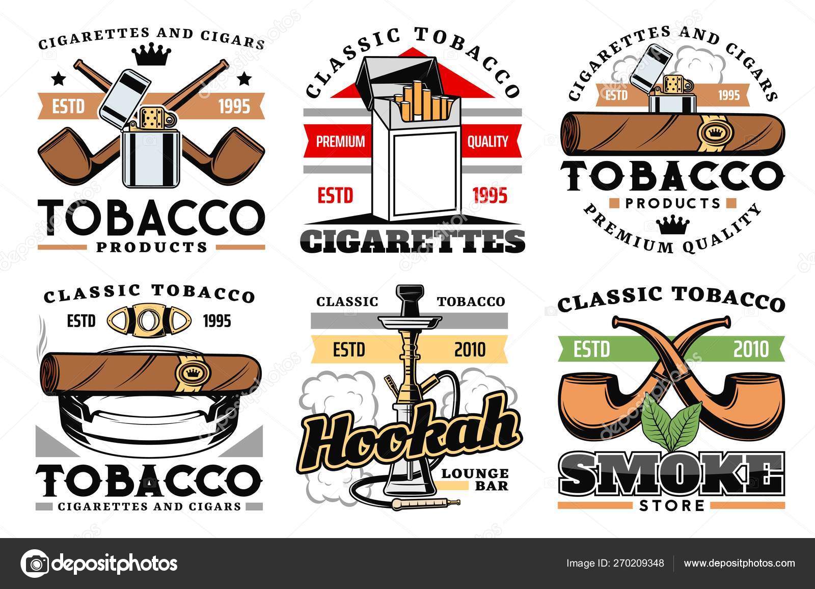 Premium quality cigars , tobacco cigarettes icons Stock Vector Image by ...