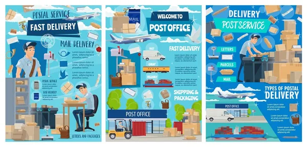 Post office, postman, mail and parcel delivery Stock Vector Image by ©Seamartini #281676992