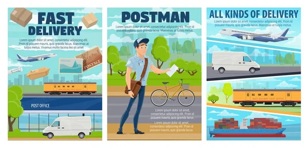 Post office, postman, mail and parcel delivery Stock Vector Image by ©Seamartini #281676992