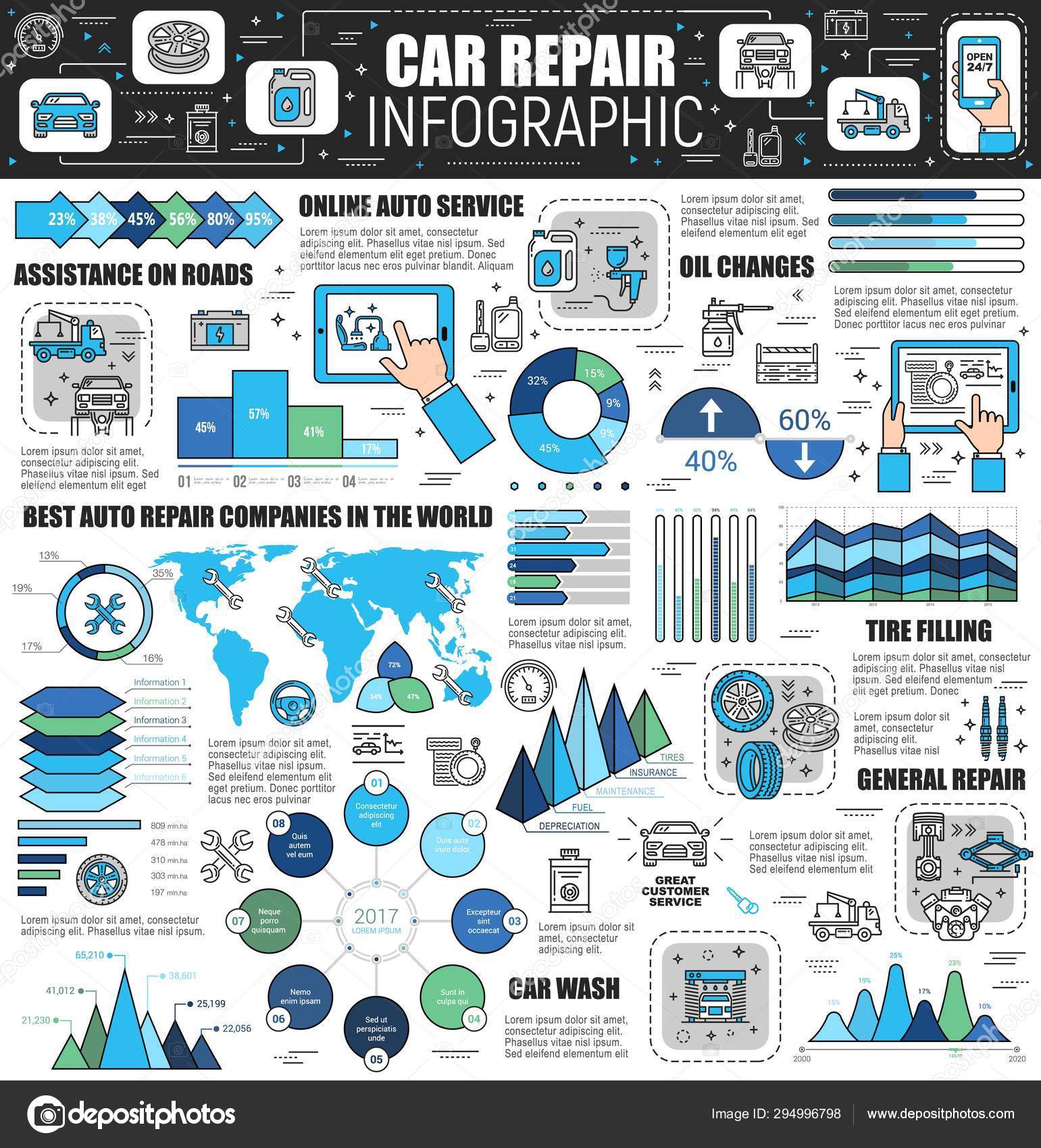 Car service infographics, auto spare parts charts Stock Vector Image by ...