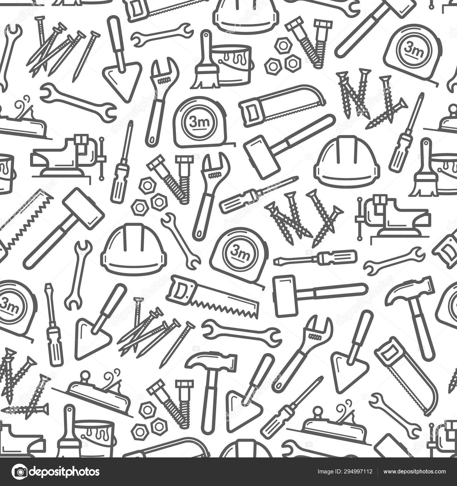 Work tools pattern of hammer, screwdriver, spanner Stock Vector Image ...