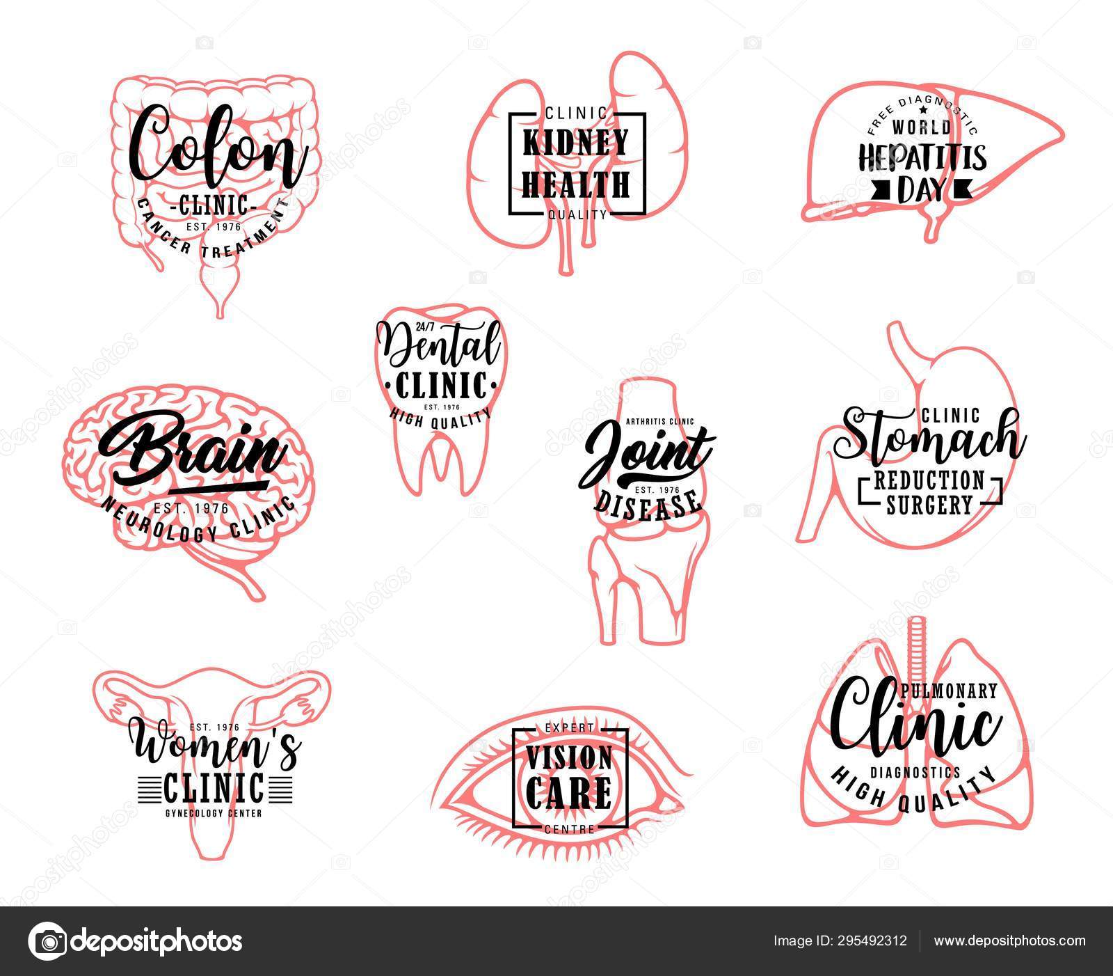 Medical lettering, body organs line icons Stock Vector by ©Seamartini ...