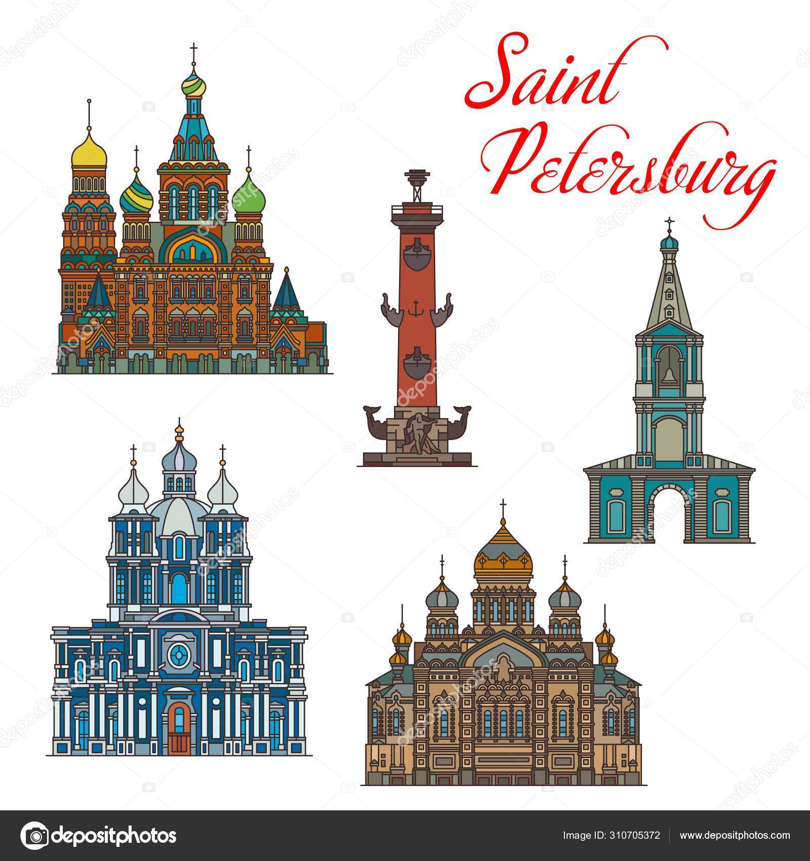 Russian landmark buiding icons, Saint Petersburg Stock Vector Image by ...