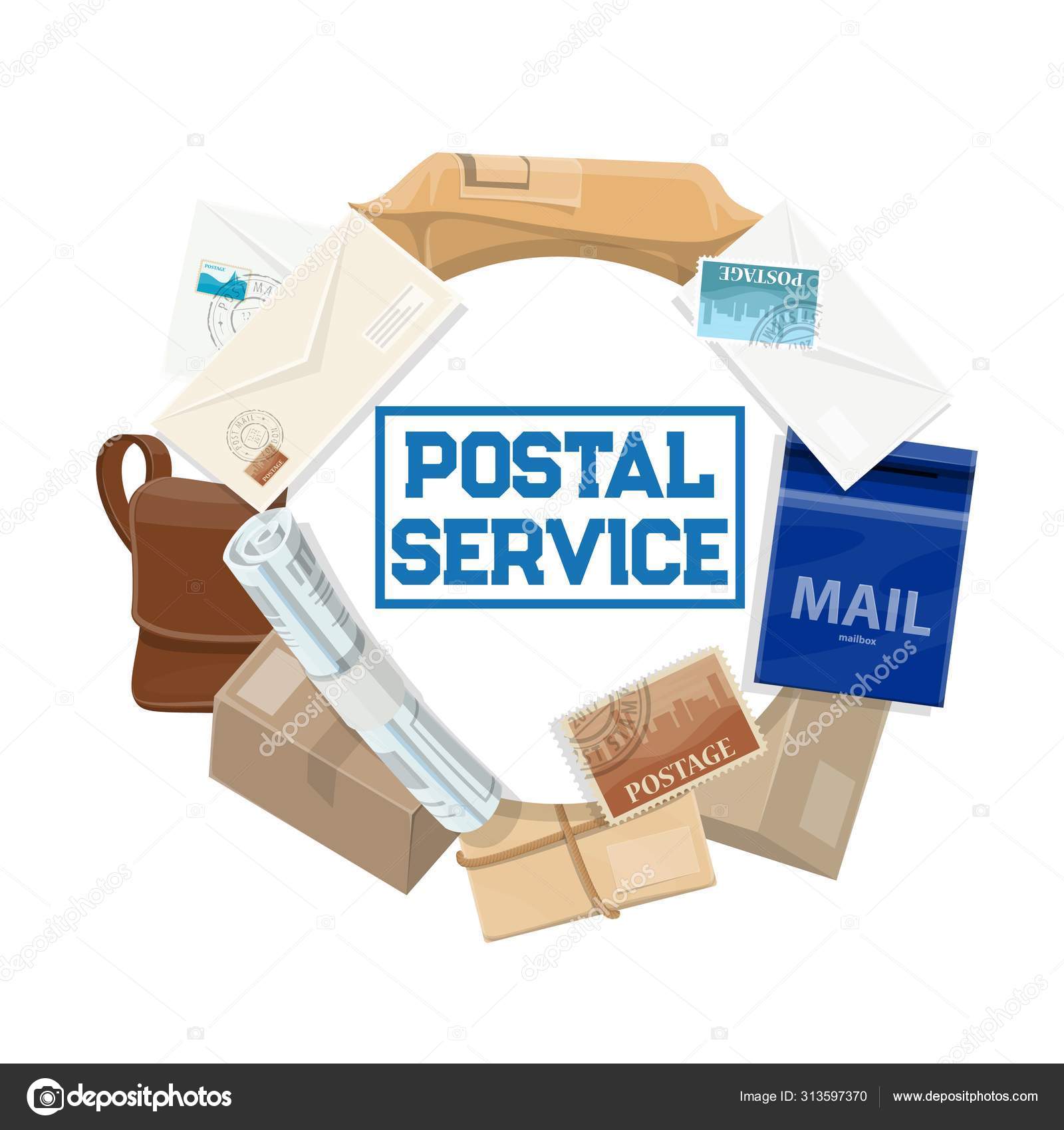 Mail letters, parcels, mailboxes. Postal service Stock Vector by ...