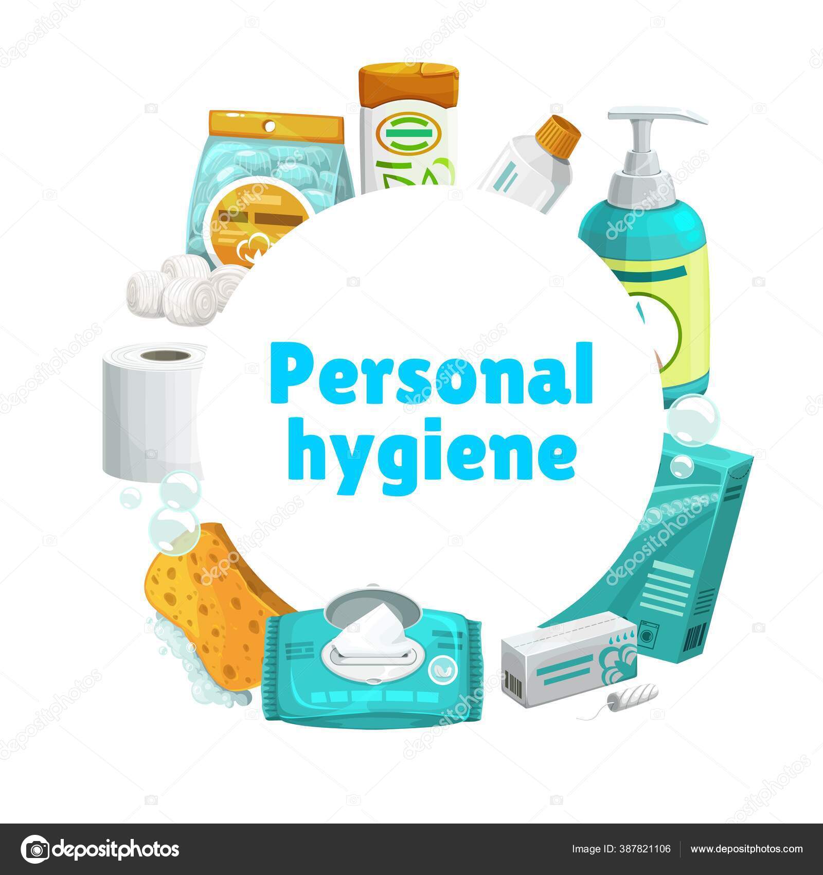 Personal Hygiene Care Vector Banner Shampoo Toothpaste Liquid Soap ...