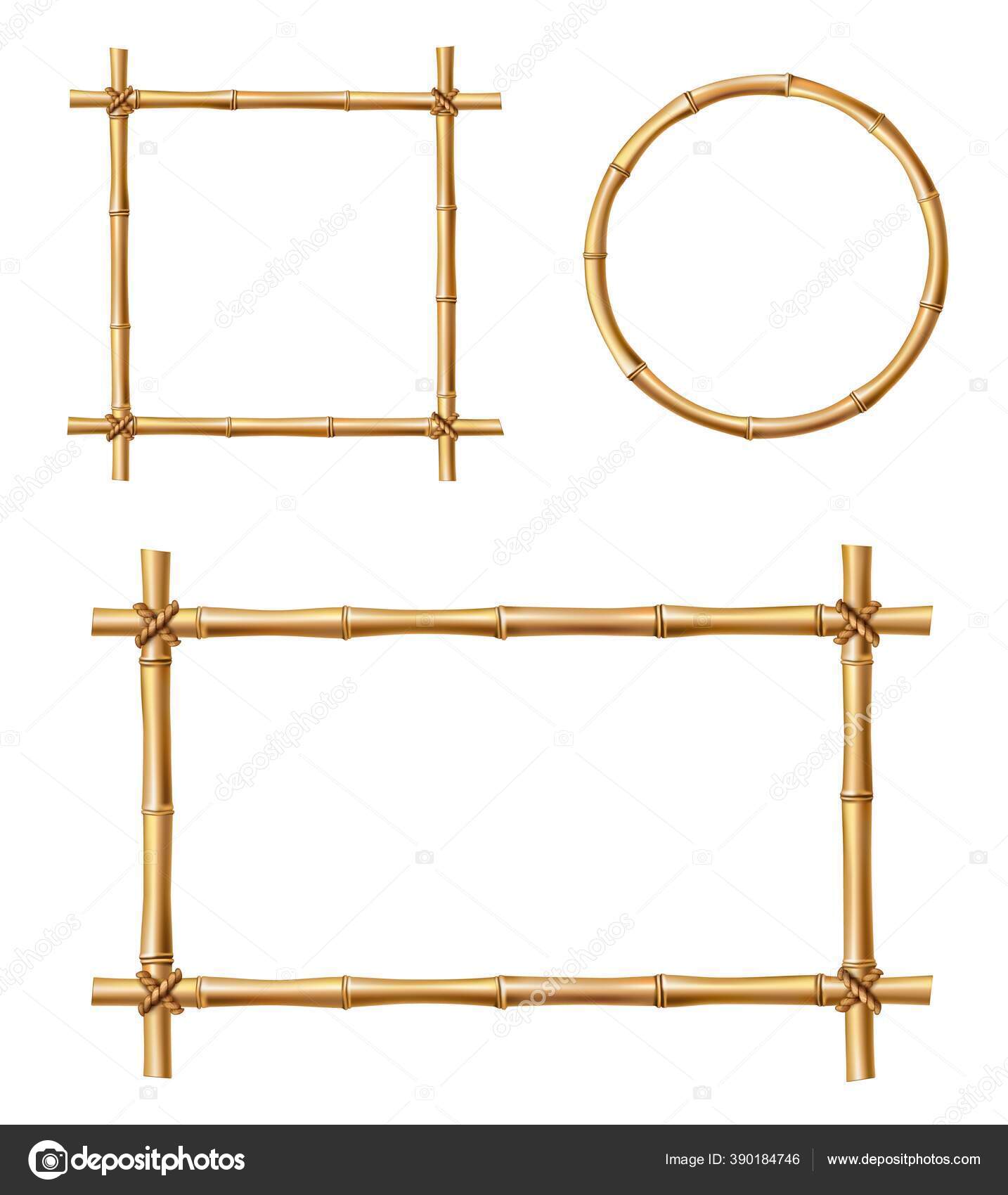 Bamboo Frames Isolated Vector Borders Made Wooden Brown Bamboo Sticks ...