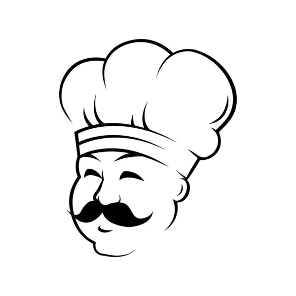 Cheerful Chef Line Art Vector Illustration Happy Cooker Chef Hat Stock ...