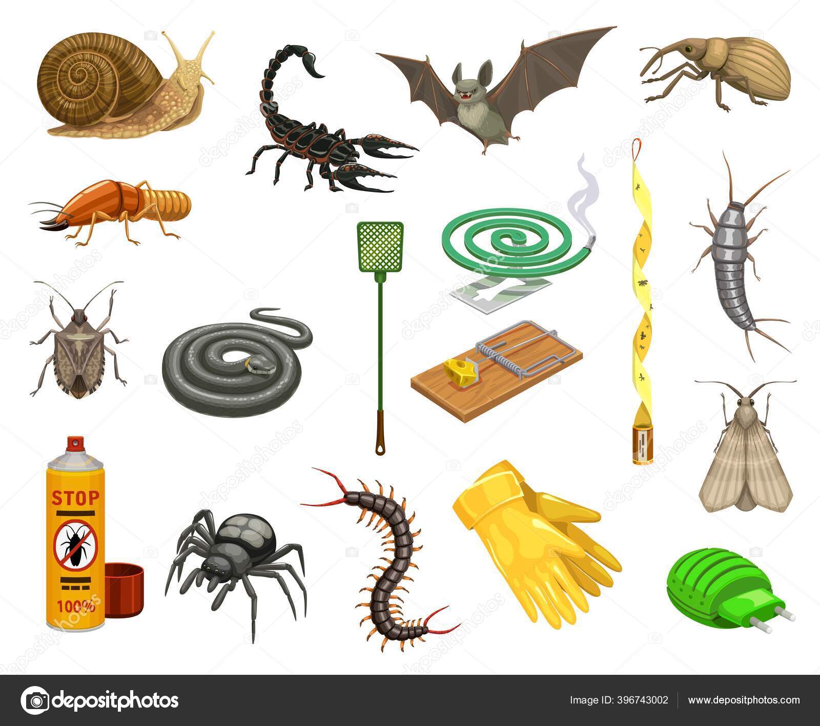 Peste Insetos Insetos Animais Desenho Animado Conjunto Projeto Vetorial ...