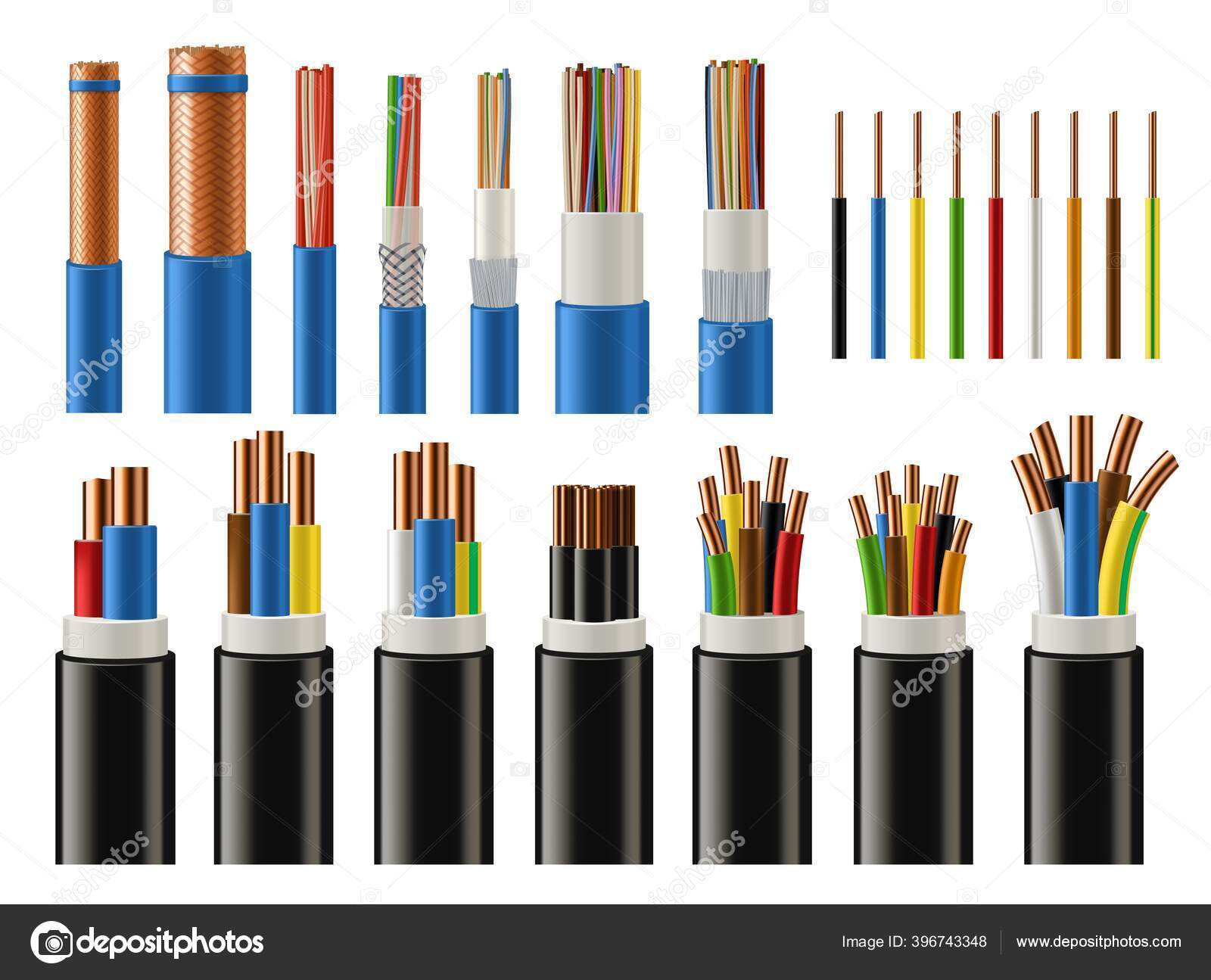 Cables Wires Realistic Vector Electrical Power Network Television ...