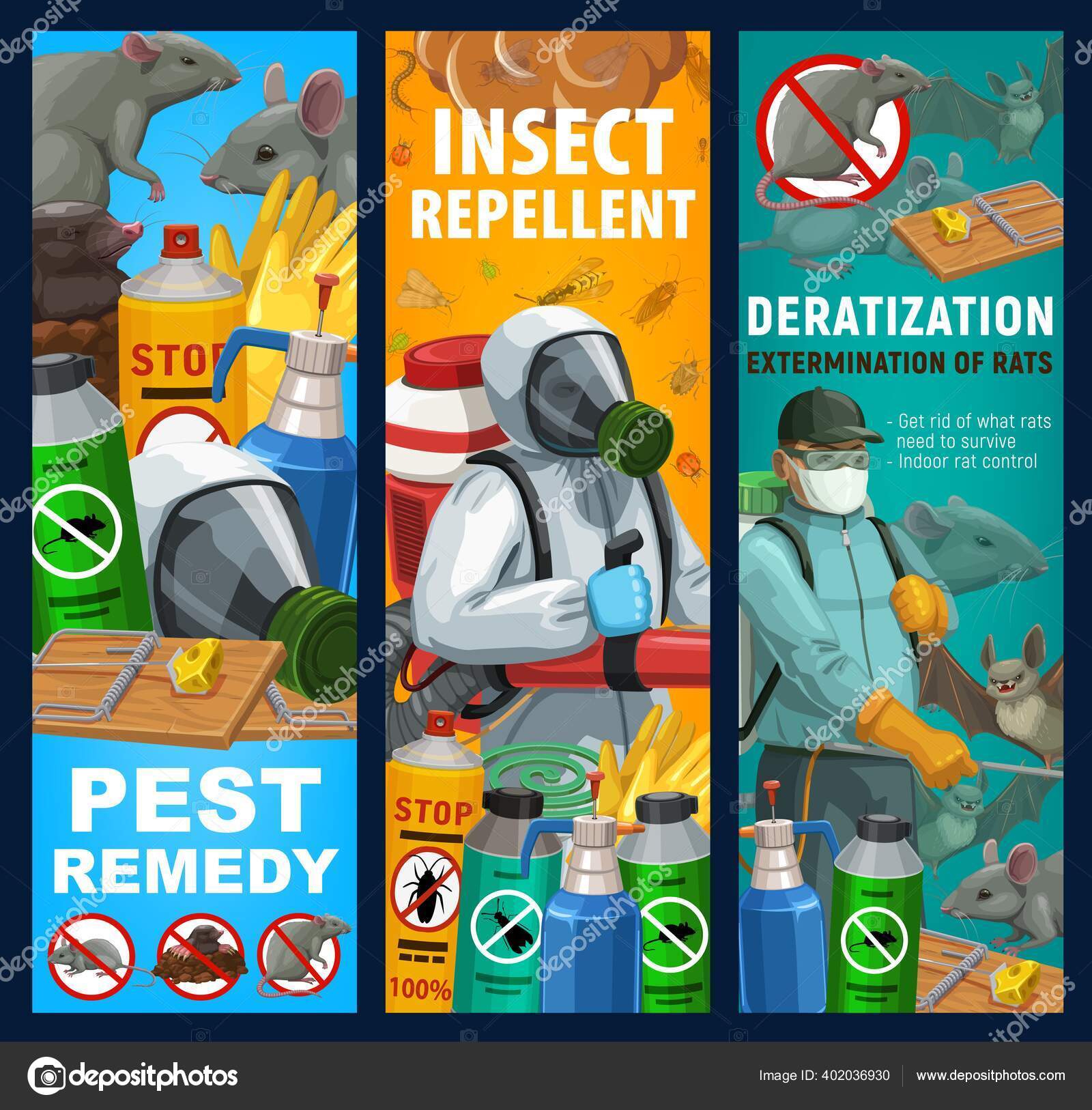 Pest Control Sanitary Service Vector Banners Disinfestation ...