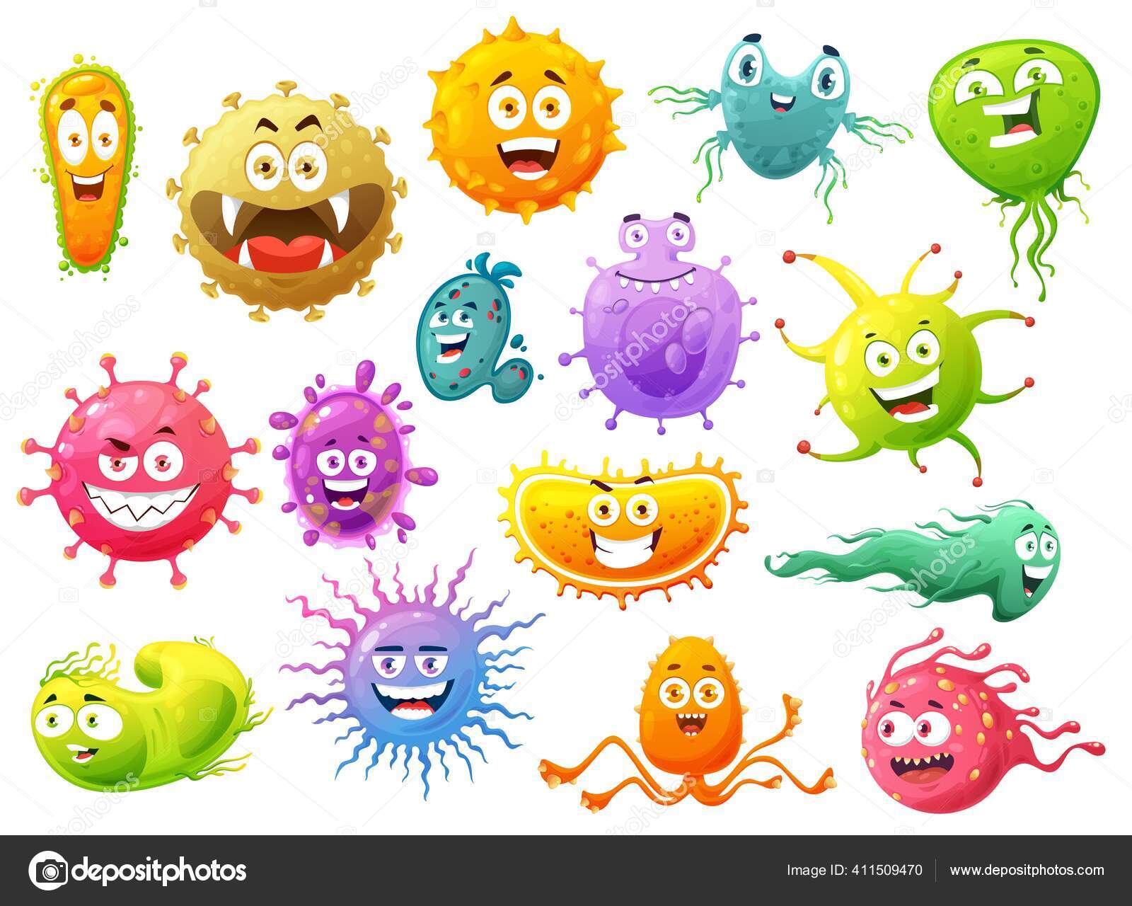 Karakter Virus Kartun Dari Bakteri Vektor Dan Monster Kuman Sel Vektor Stok oleh ©Seamartini ...