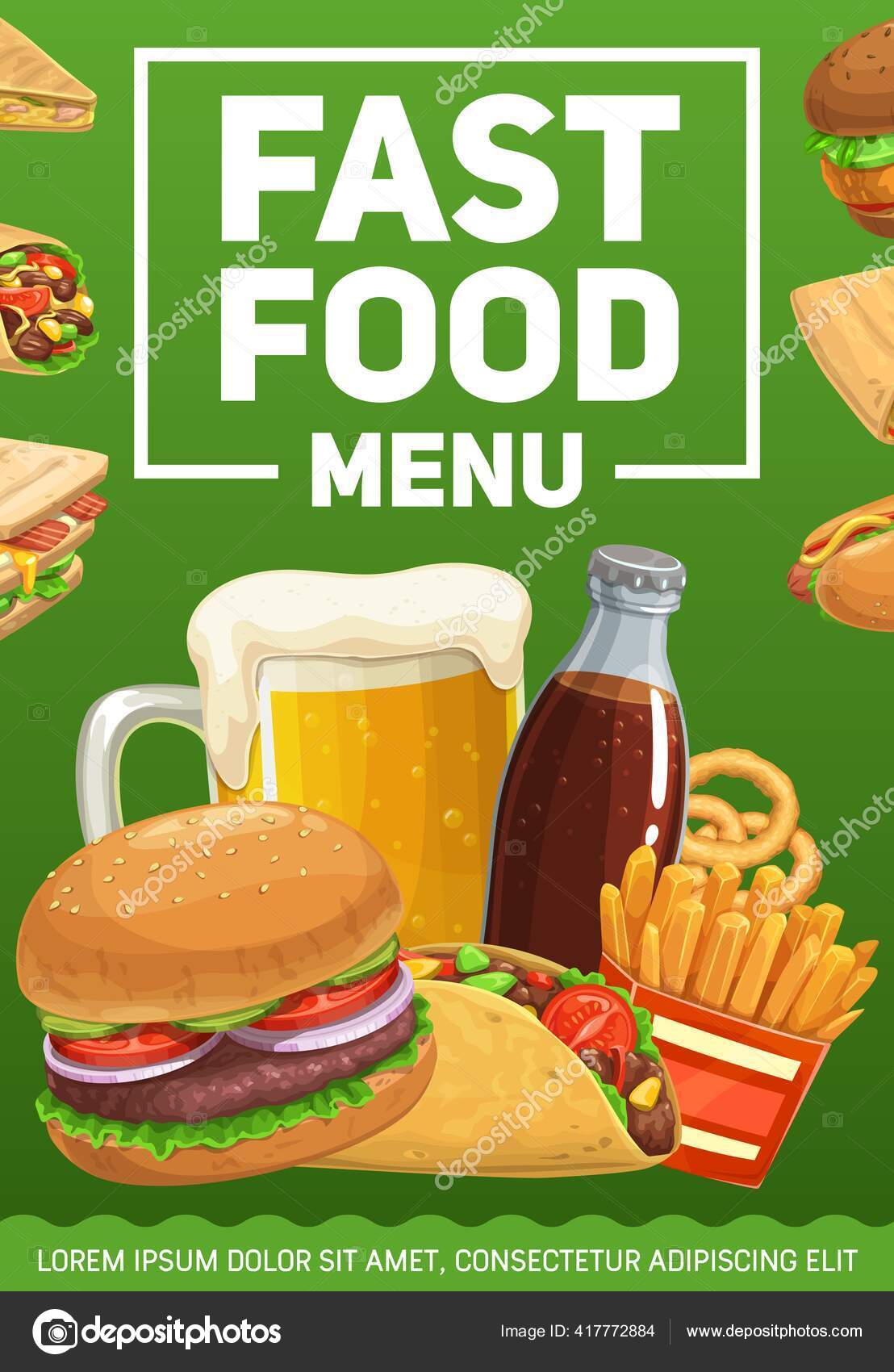 Cartel De Hamburguesa Y Cerveza