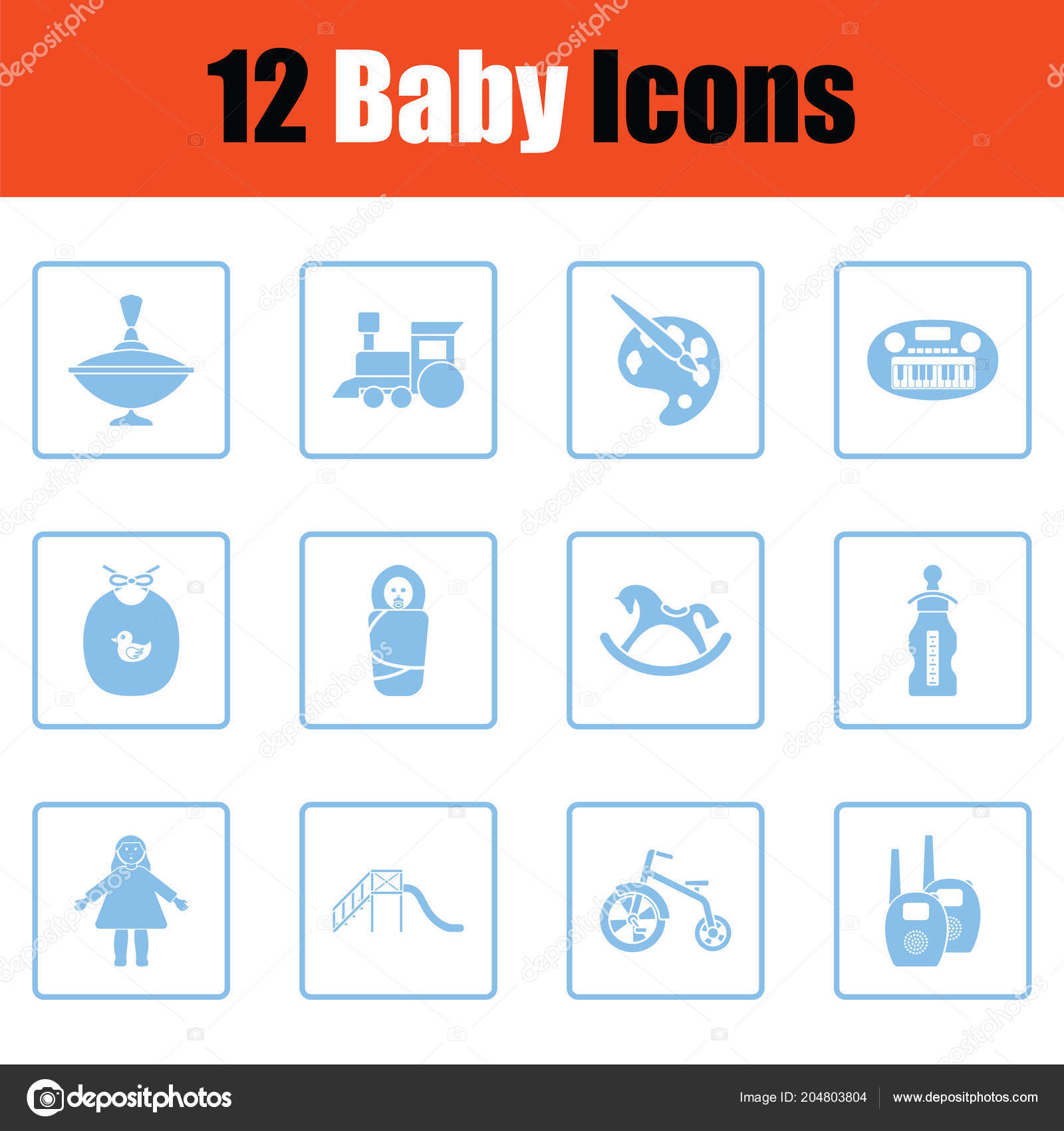 Set Baby Icons Blue Frame Design Vector Illustration Stock Vector by ...