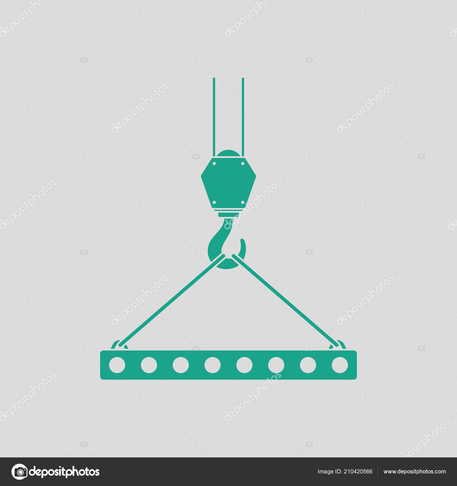 Icon Slab Hanged Crane Hook Rope Slings Gray Background Green Stock ...