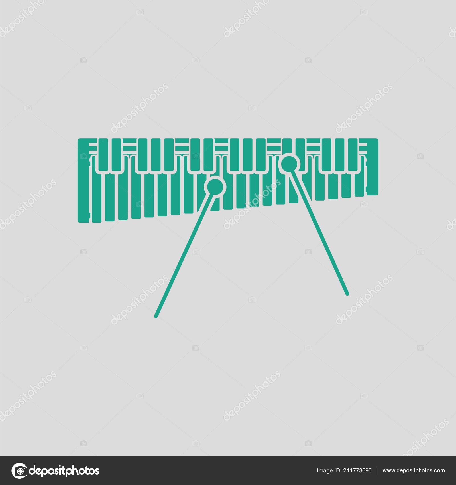 Xylophone Icon Gray Background Green Vector Illustration Stock Vector ...