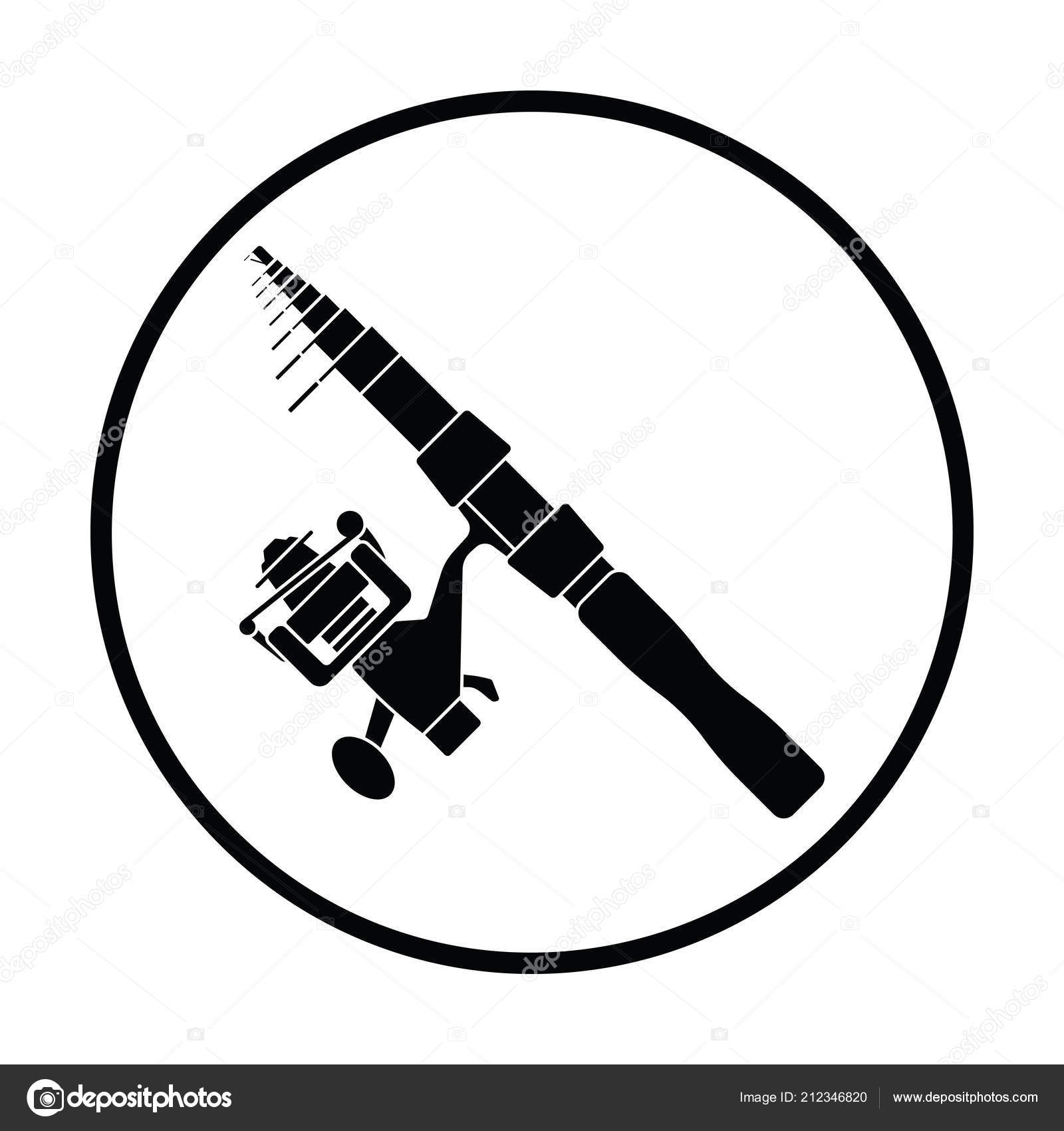 Icon Curved Fishing Tackle Thin Circle Design Vector Illustration Stock ...