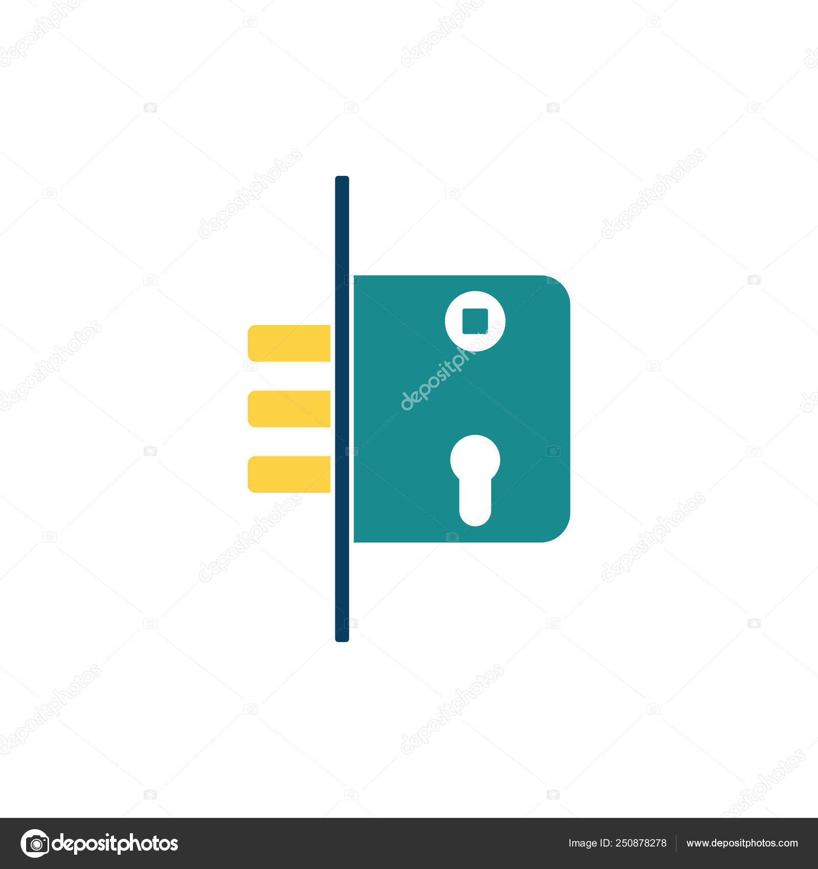 Door Lock Icon Flat Color Design Vector Illustration Stock Vector by ...