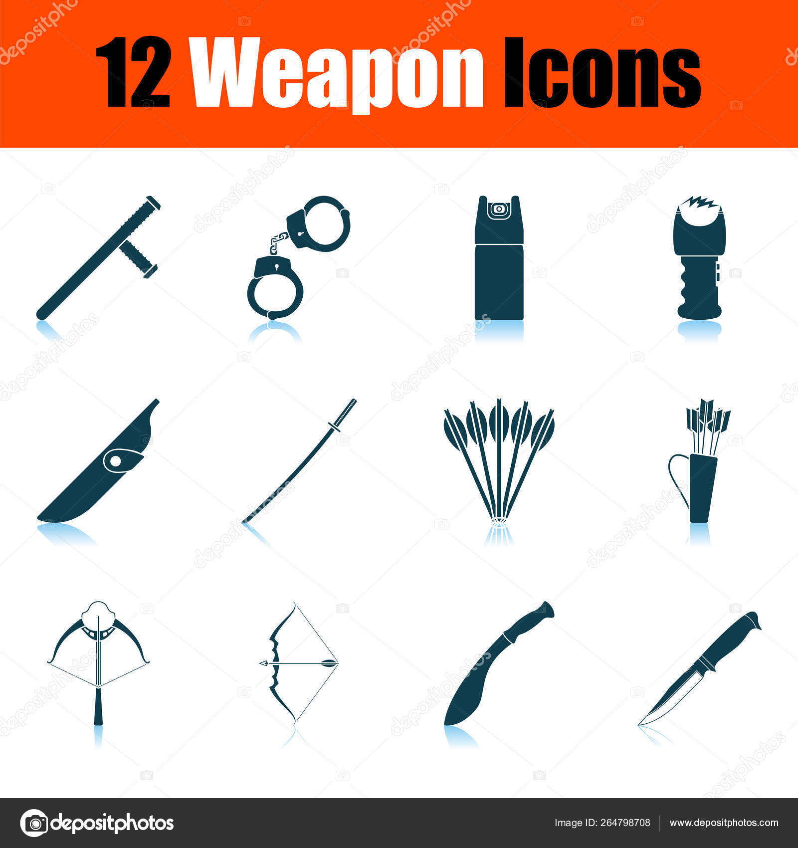 Conjunto de 12 iconos de armas Vector de stock #264798708 de ©angelp