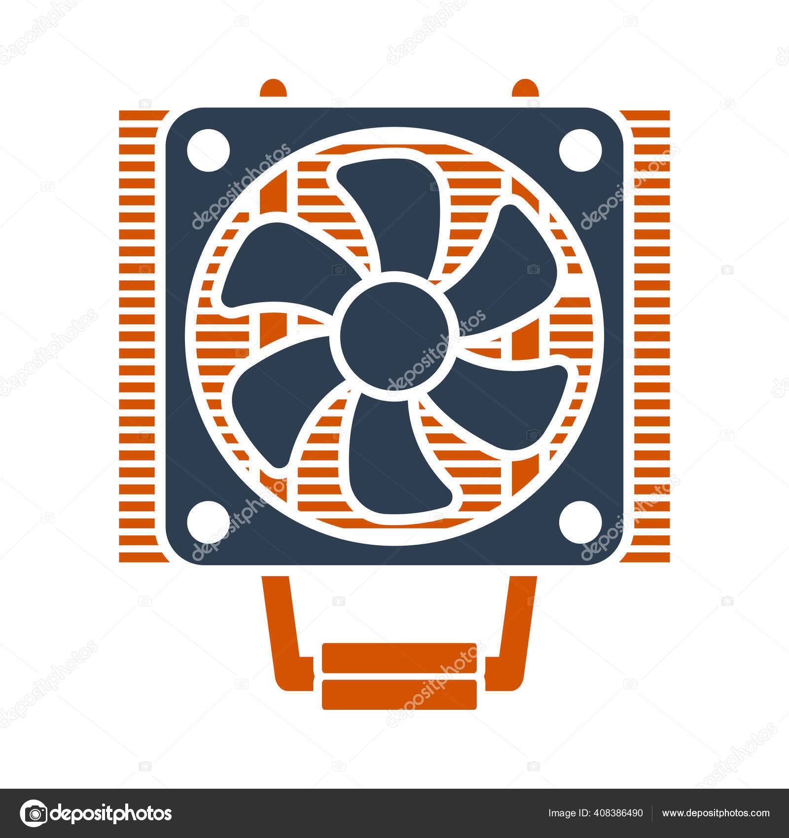 Cpu Fan Icon Flat Color Design Vector Illustration Stock Vector by ...