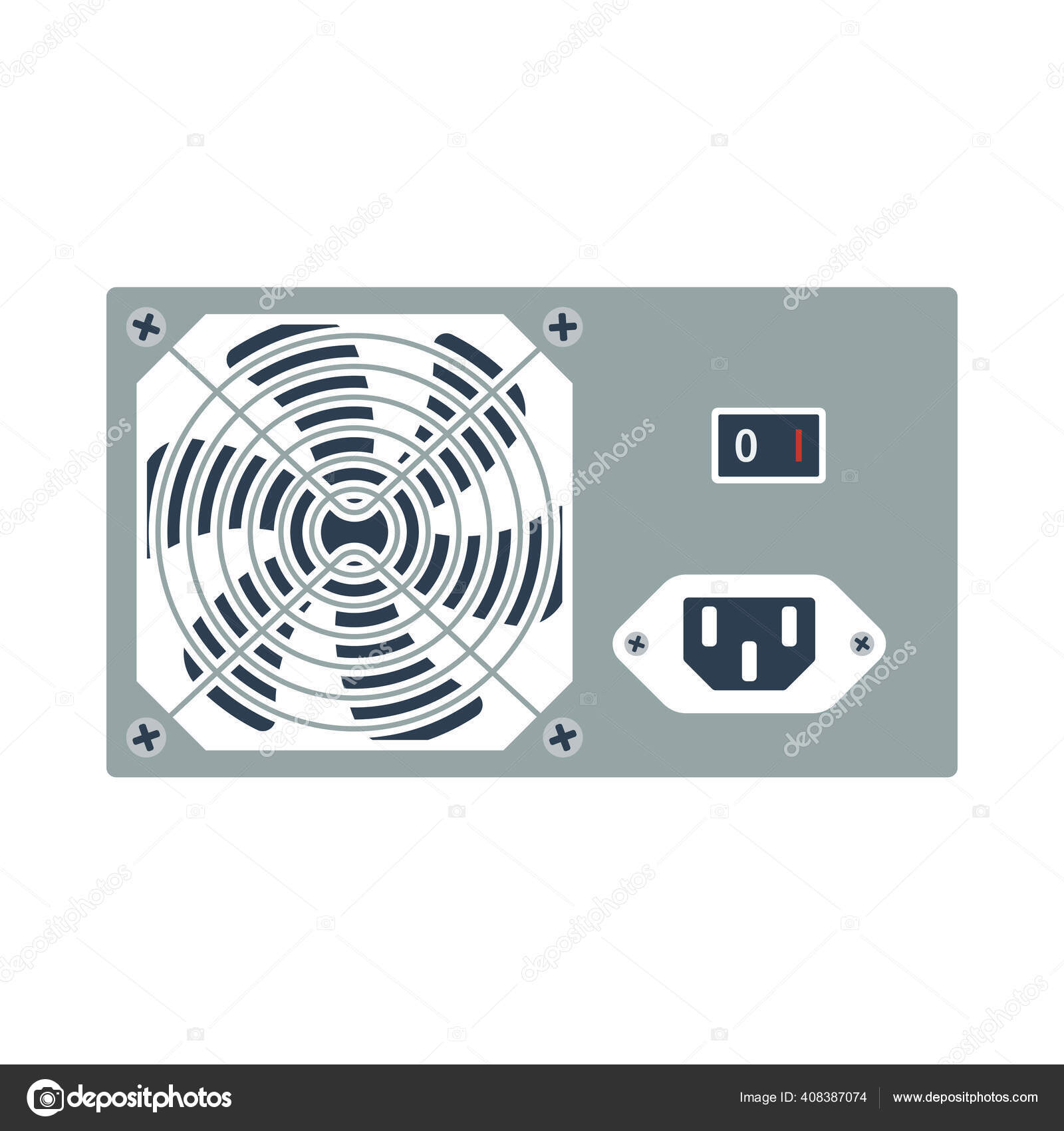 Power Unit Icon Flat Color Design Vector Illustration Stock Vector ...