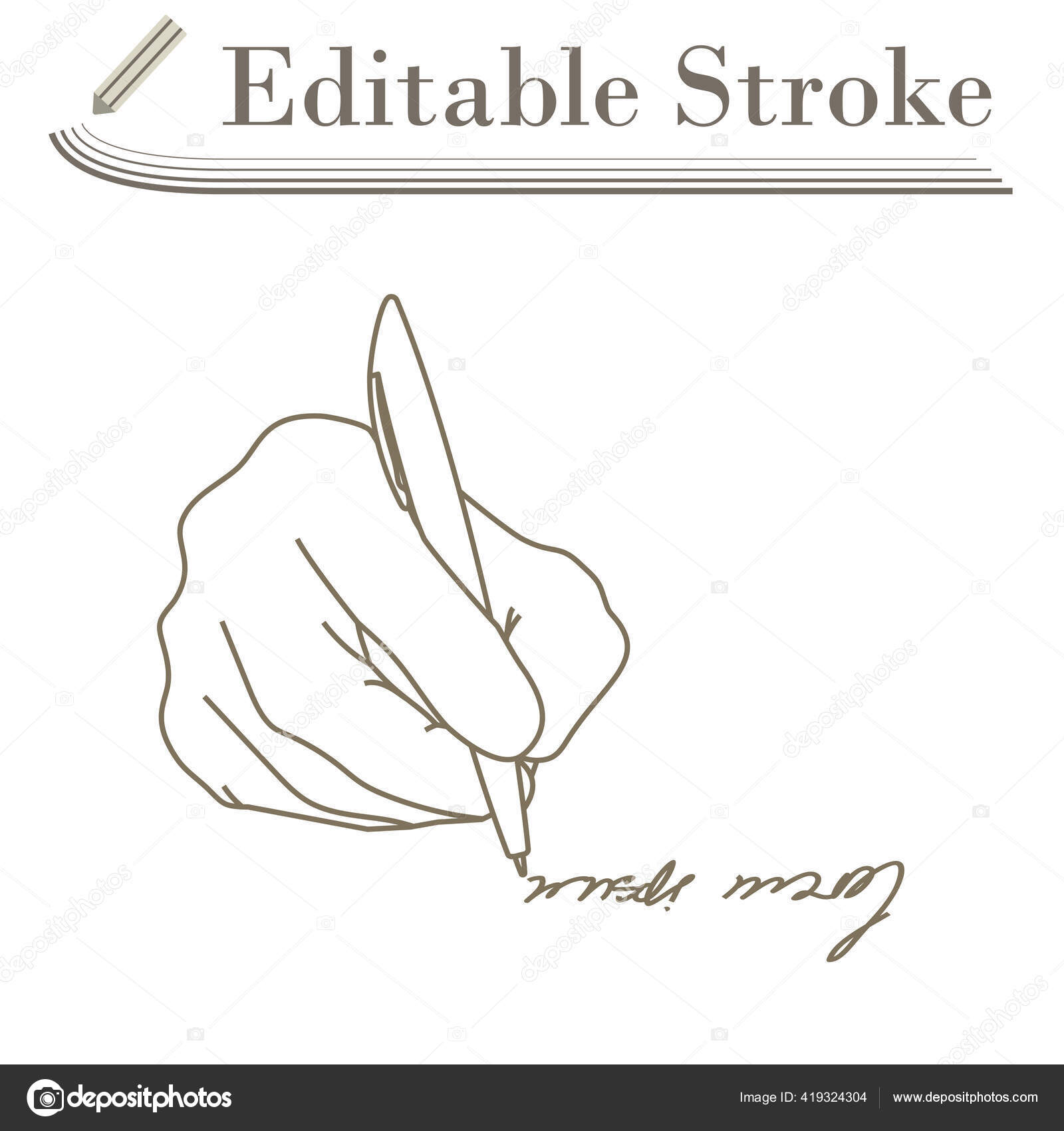 Signing Hand Icon Editable Stroke Simple Design Vector Illustration ...