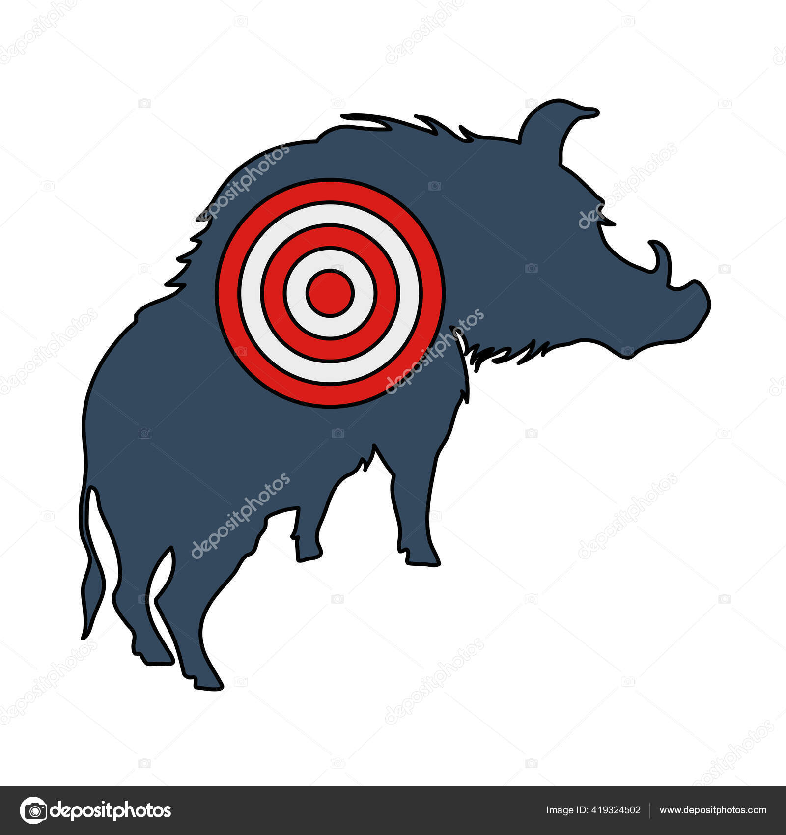 Icono Silueta Jabalí Con Objetivo Esquema Editable Con Diseño Relleno ...