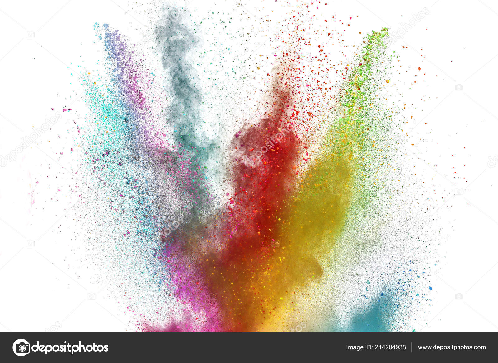 Colored powder explosion isolated on white background. Stock Photo by ...