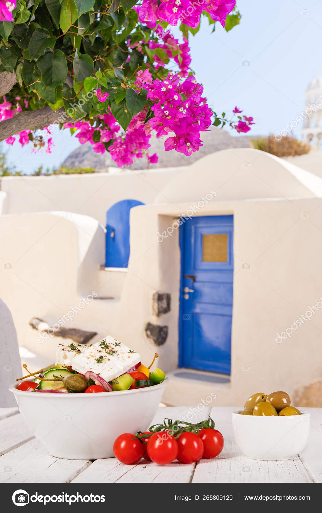 Greek food background. Traditional different greek dishes. Stock Photo ...