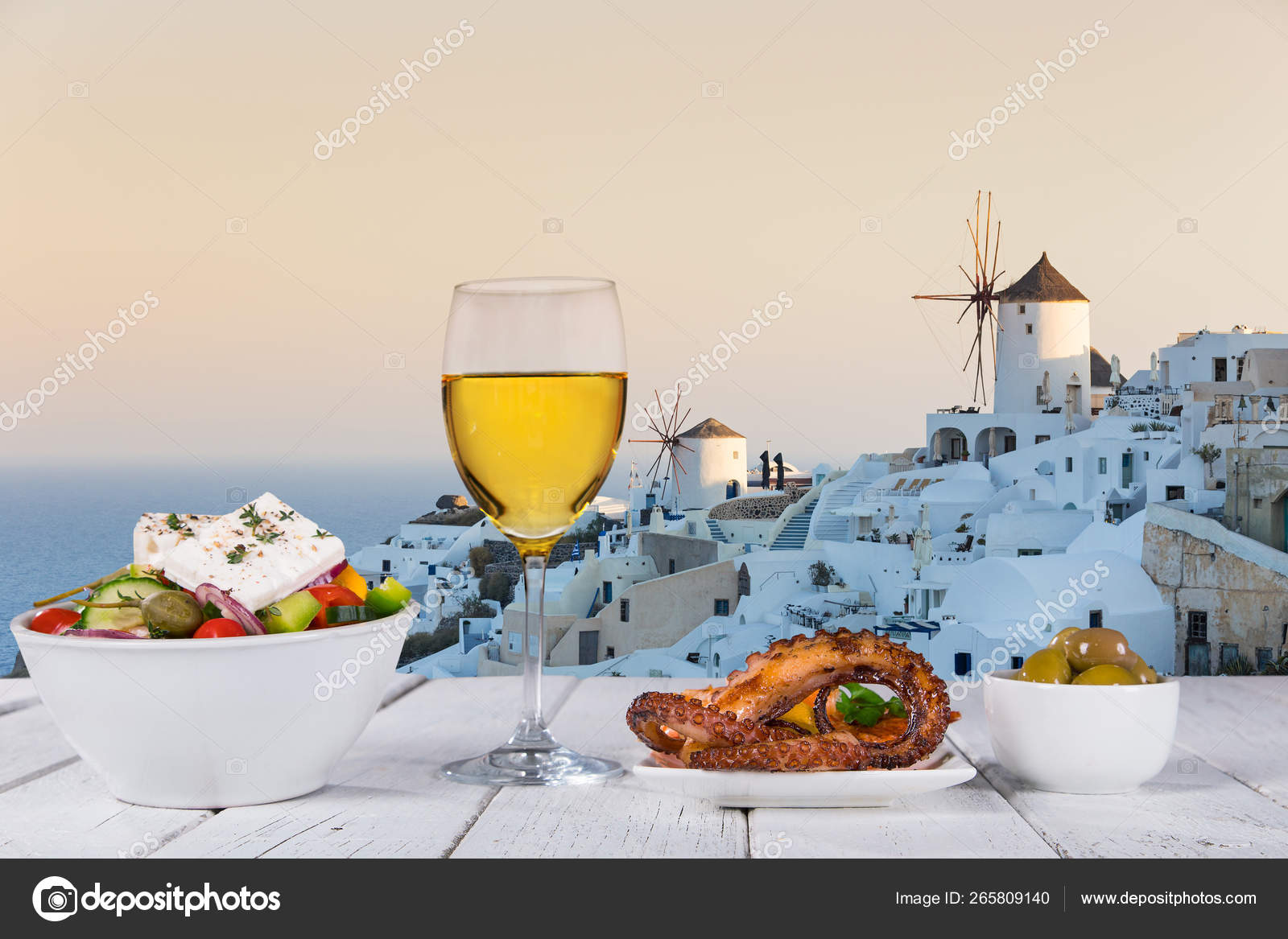 Greek food background. Traditional different greek dishes. Stock Photo ...
