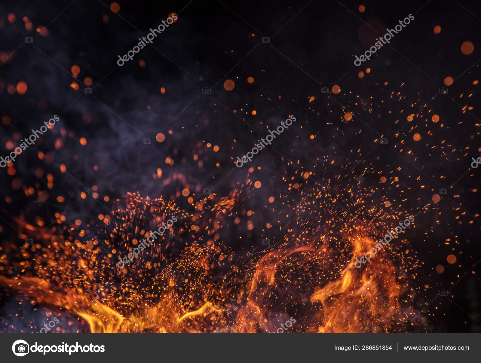 Burning sparks flying. Beautiful flames background. — Stock Photo ...