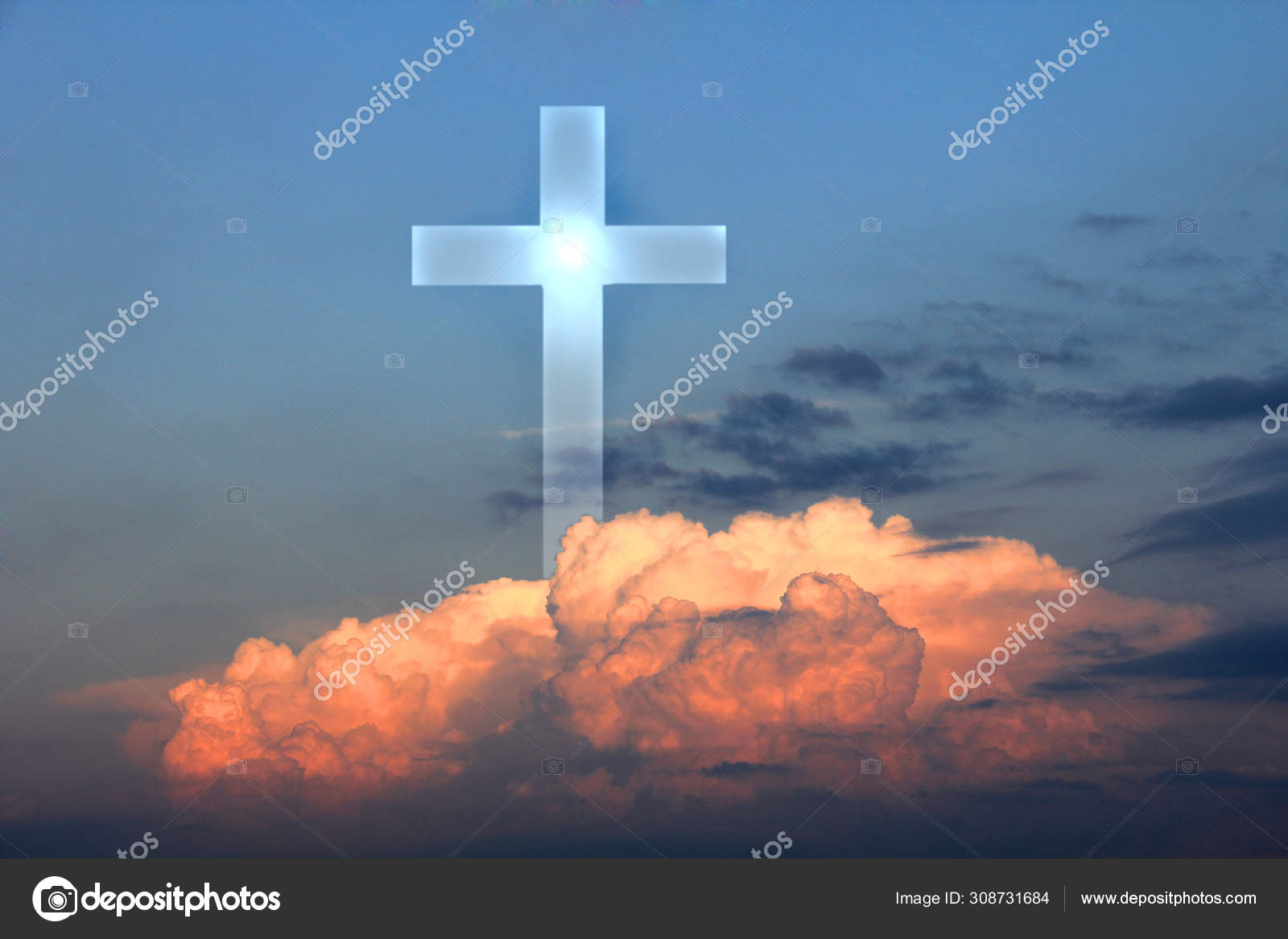 Cross Blue Sky Background Dark Clouds Stock Photo by ©grynold 308731684